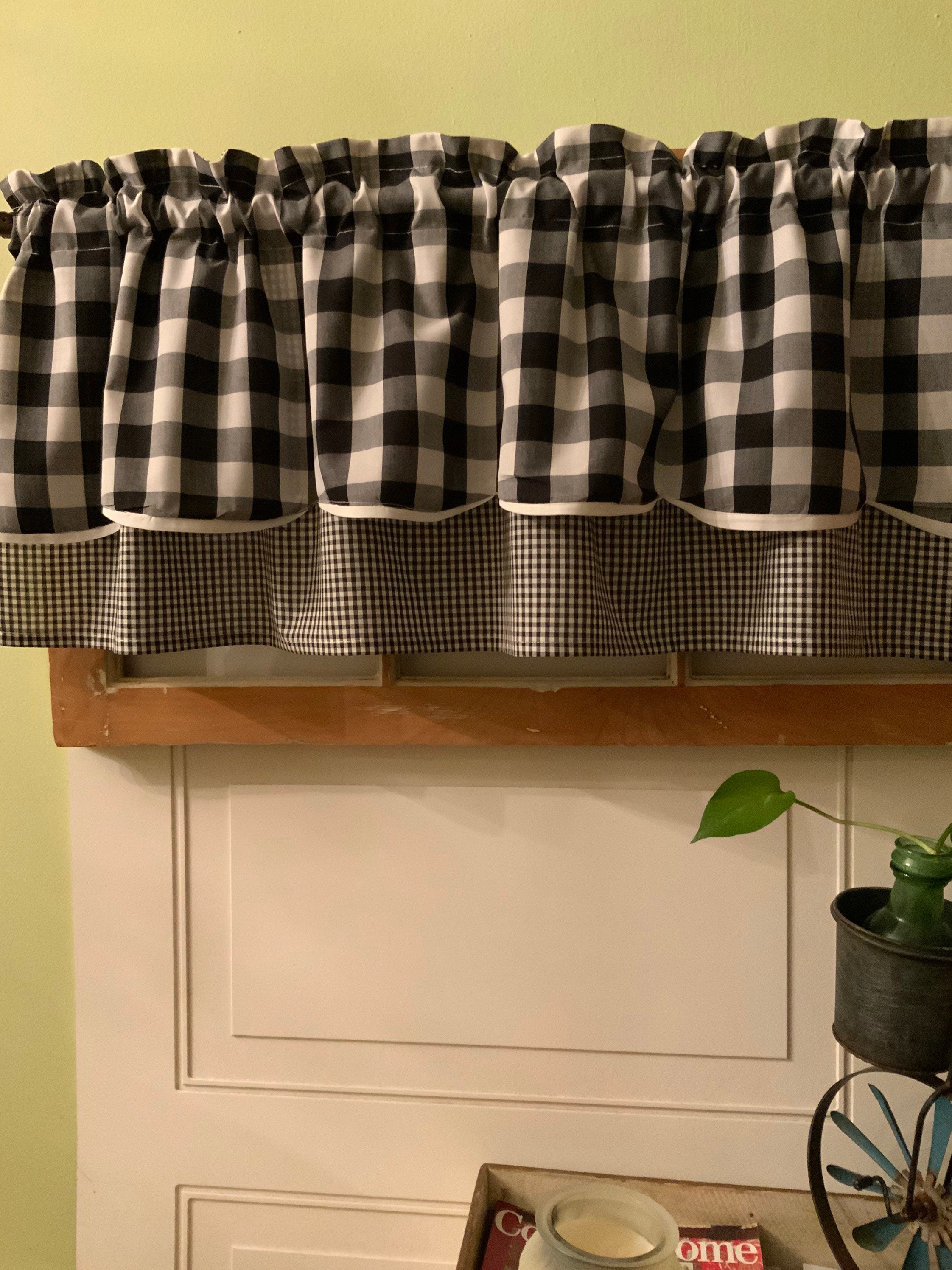Navy Blue White Double Layered Scalloped Valance - Etsy