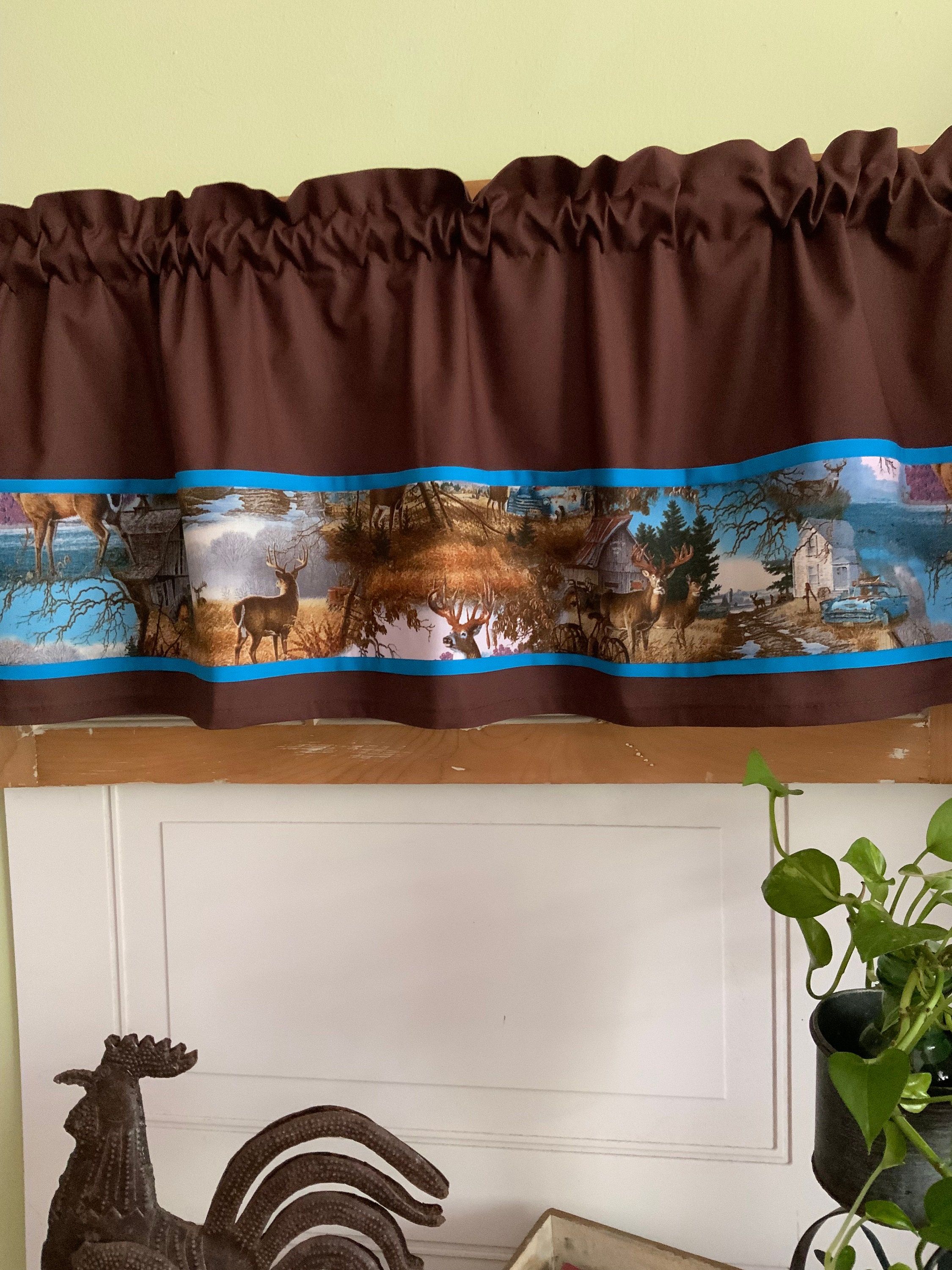 Log Cabin Mountains Lakesanimals Valance. Gift Valances. - Etsy
