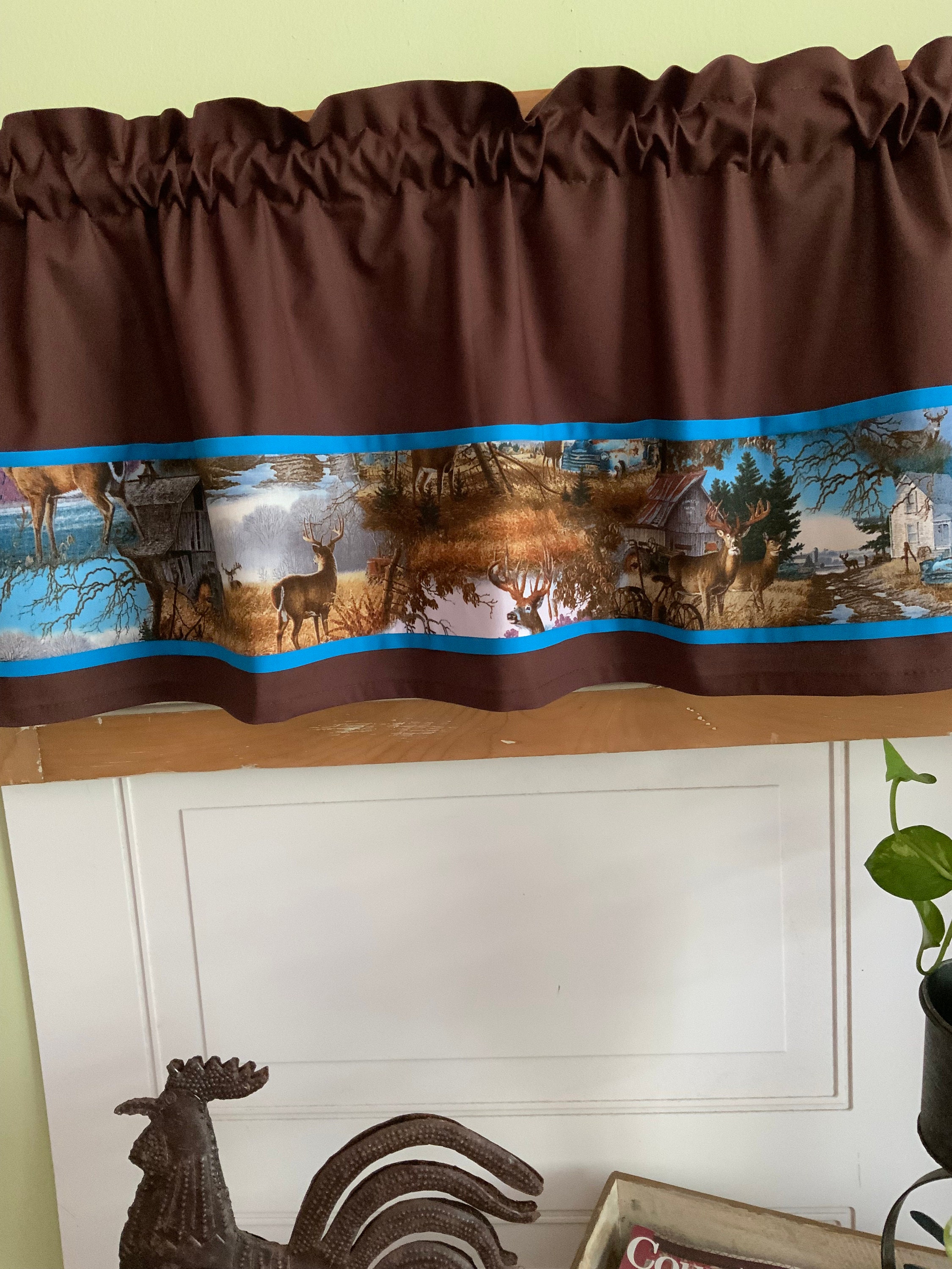 Log Cabin Mountains Lakesanimals Valance. Gift Valances. - Etsy