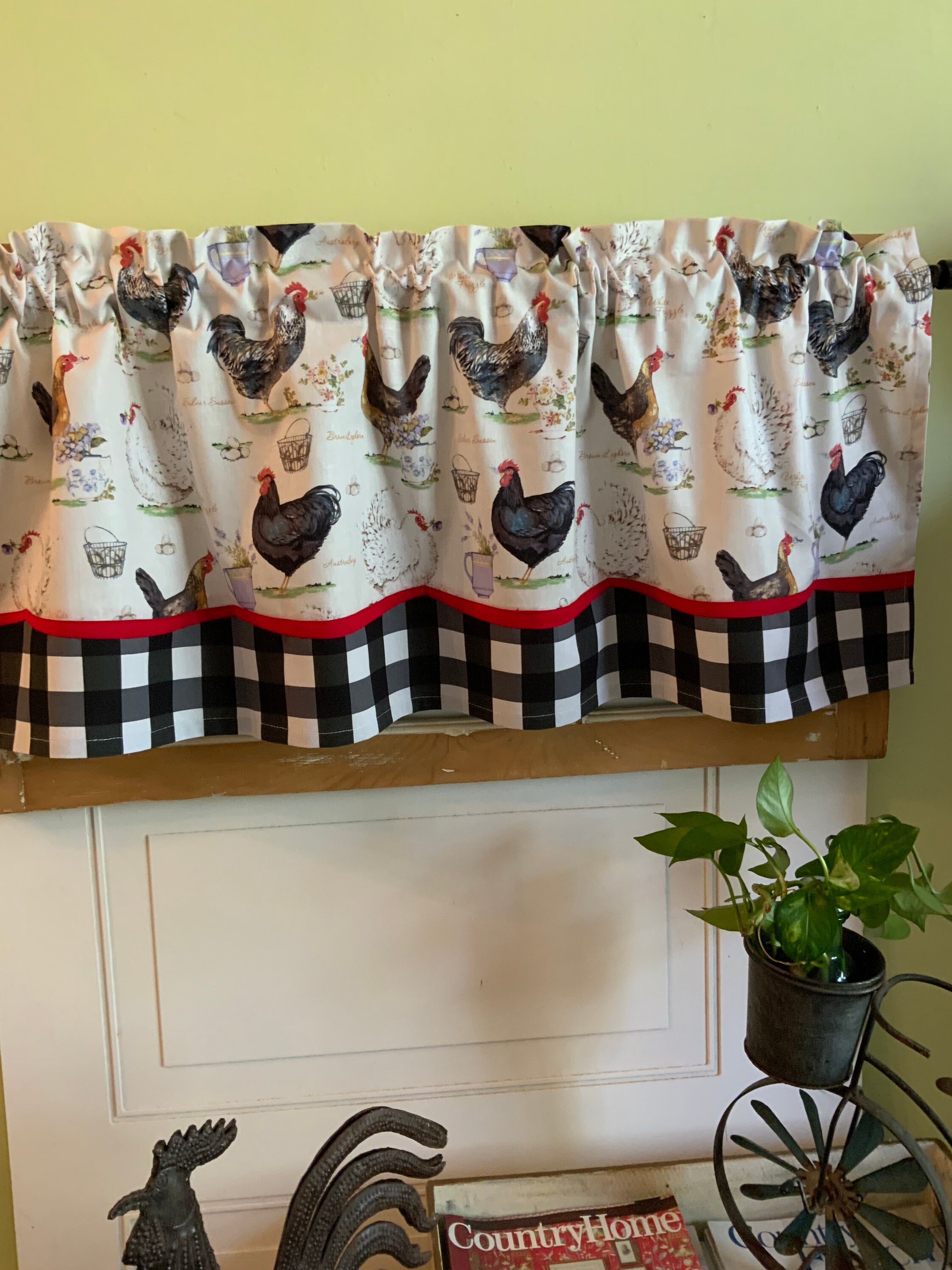 French Country Roosters Valance - Etsy