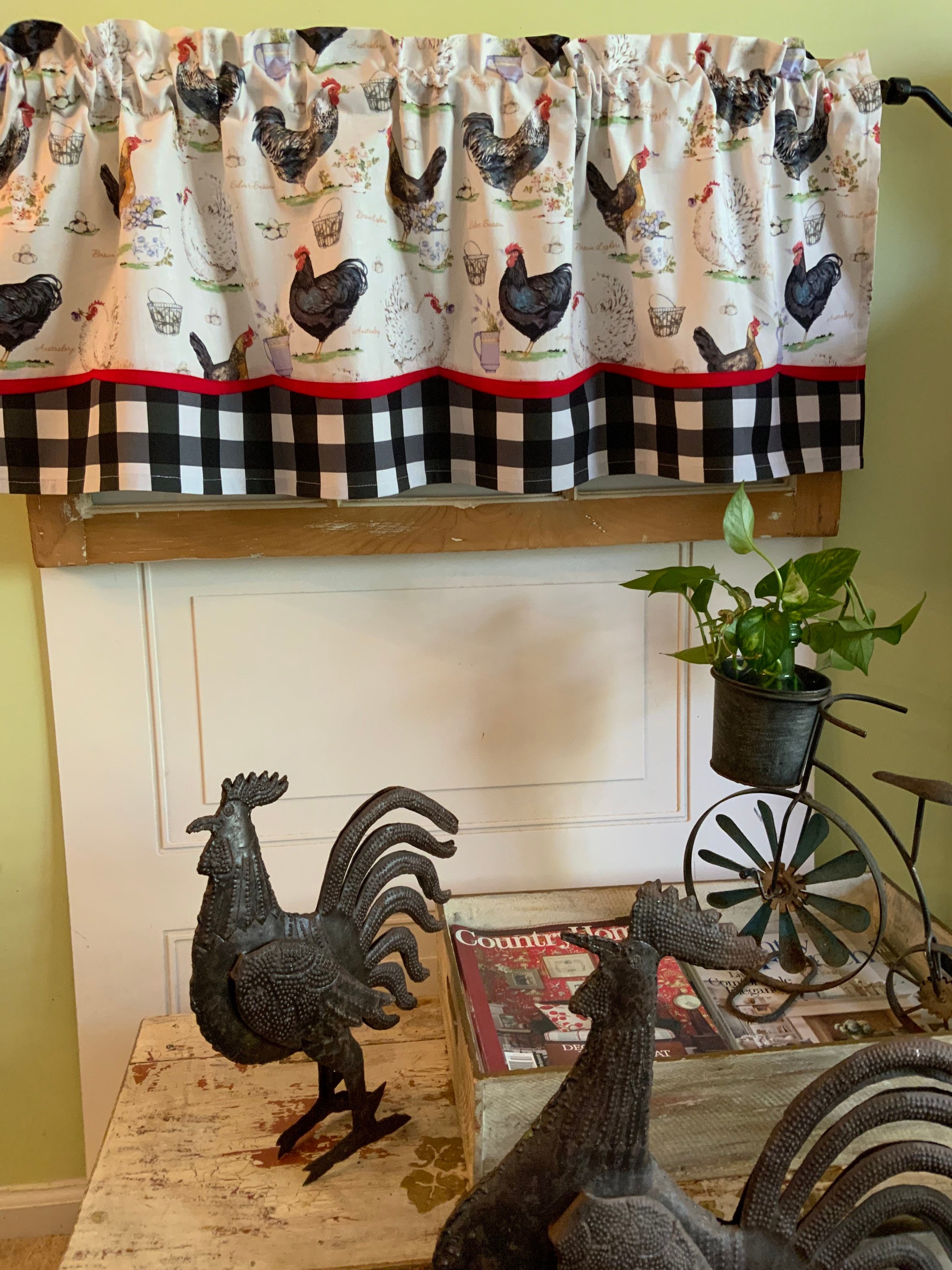 French Country Roosters Valance - Etsy