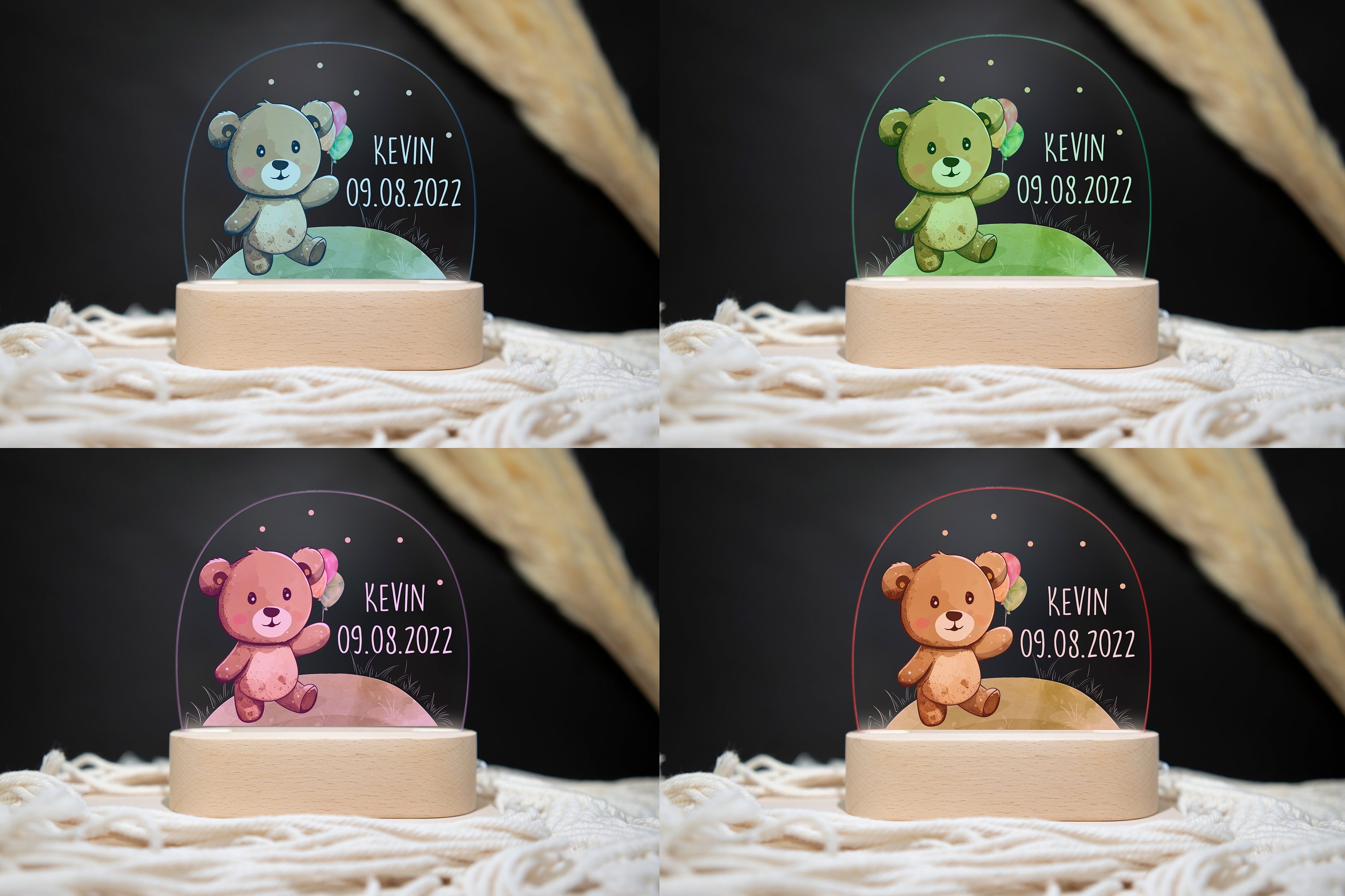 Personalized Night Lamp Teddy Bear Made of Acrylic Baby Gift - Etsy