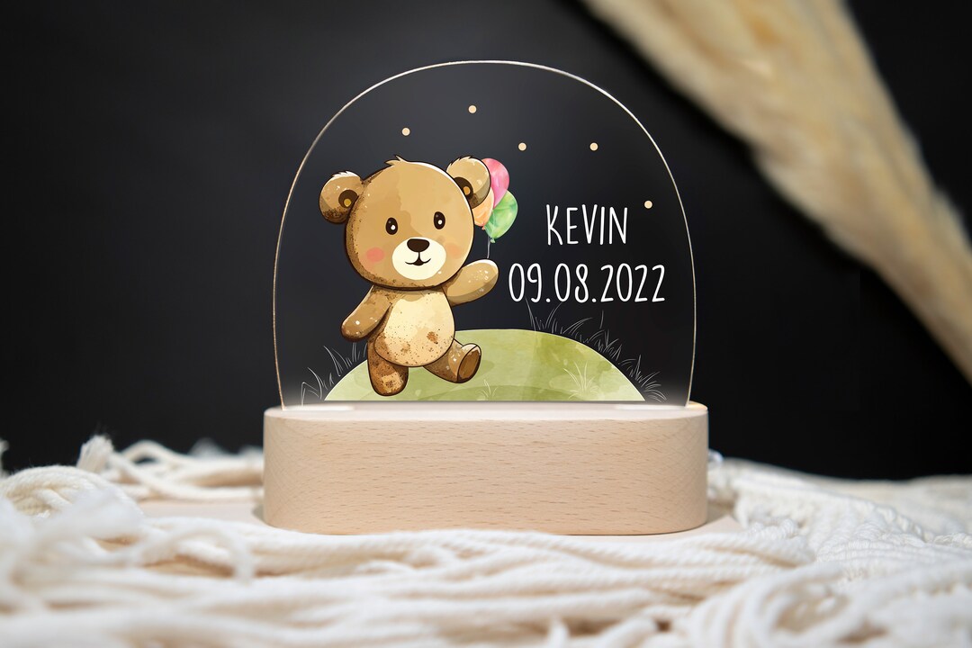 Personalized Night Lamp Teddy Bear Made of Acrylic Baby Gift - Etsy