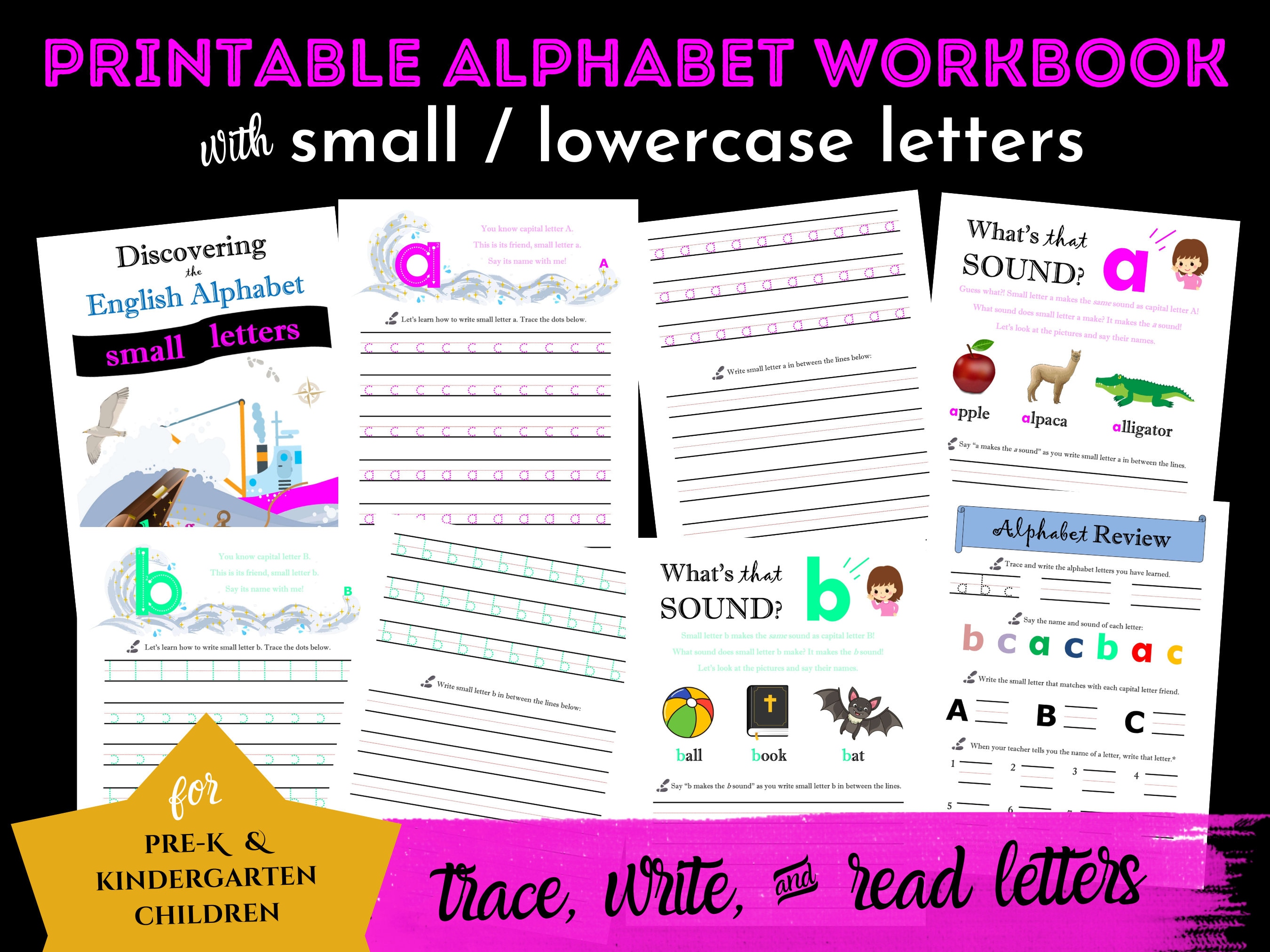 Printable Alphabet Workbook Small-lowercase Letters - Etsy