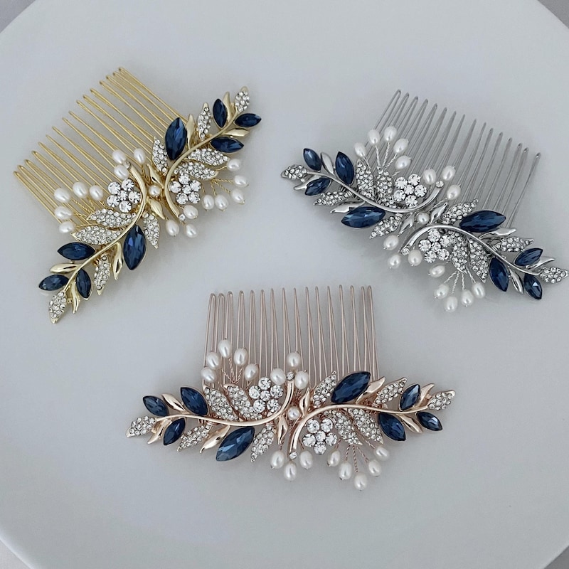 Blue Red Bridal Hair Comb - Etsy