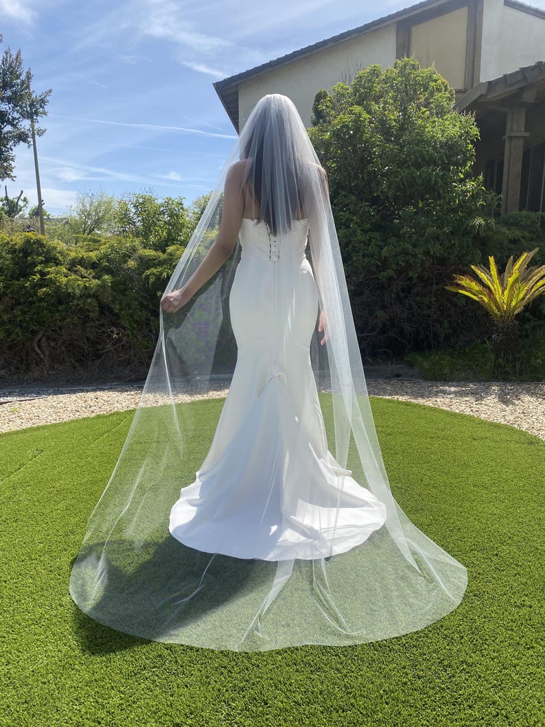 Bridal Veil Customizable Length 72" Wide Clean Cut OR Pencil Edge ...
