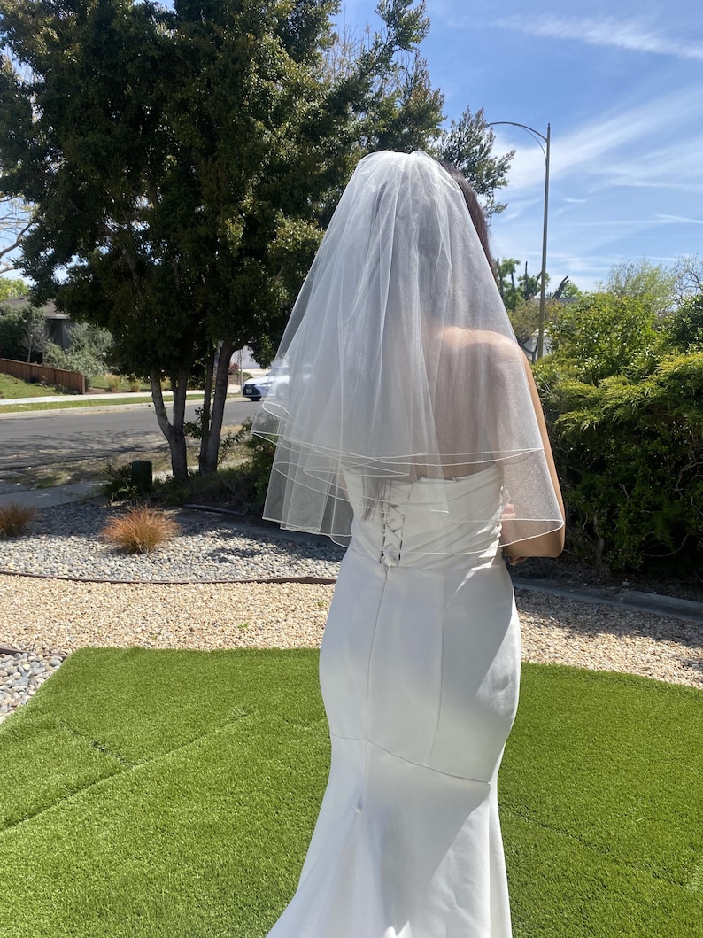Two Layer Bridal Veil: Fingertip, Waist, Elbow, Chapel Lengths; Clean ...