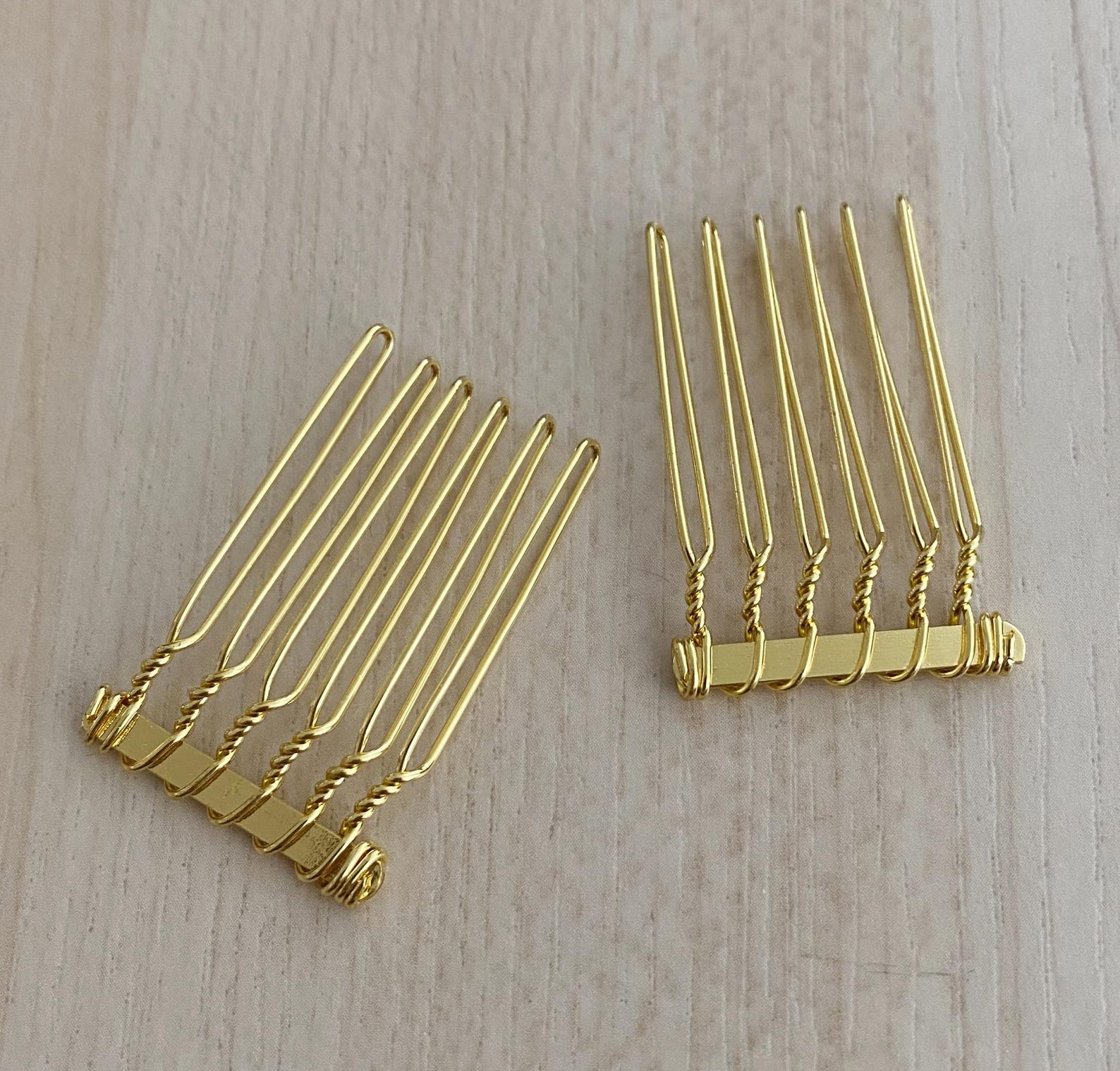 Gold Plated Hair Combs - Bridal Veil Accessories, DIY (pair, 6 Teeth ...