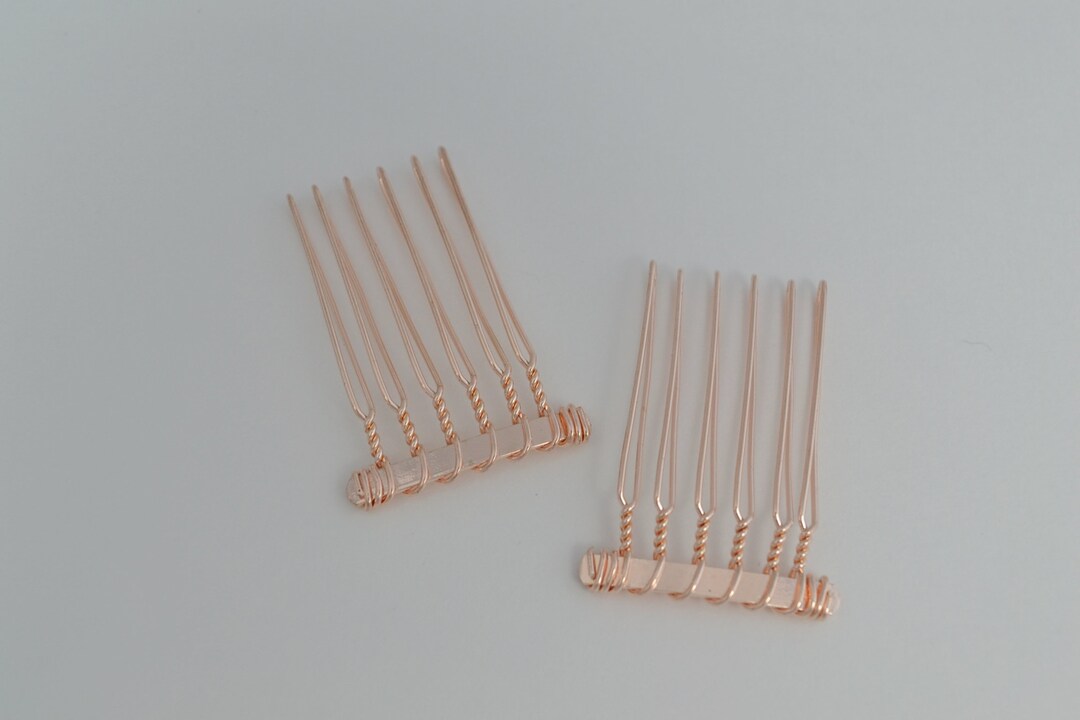 Rose Gold Plated 1 Inch Combs With 6 Teeth Wire Metal Combs High ...