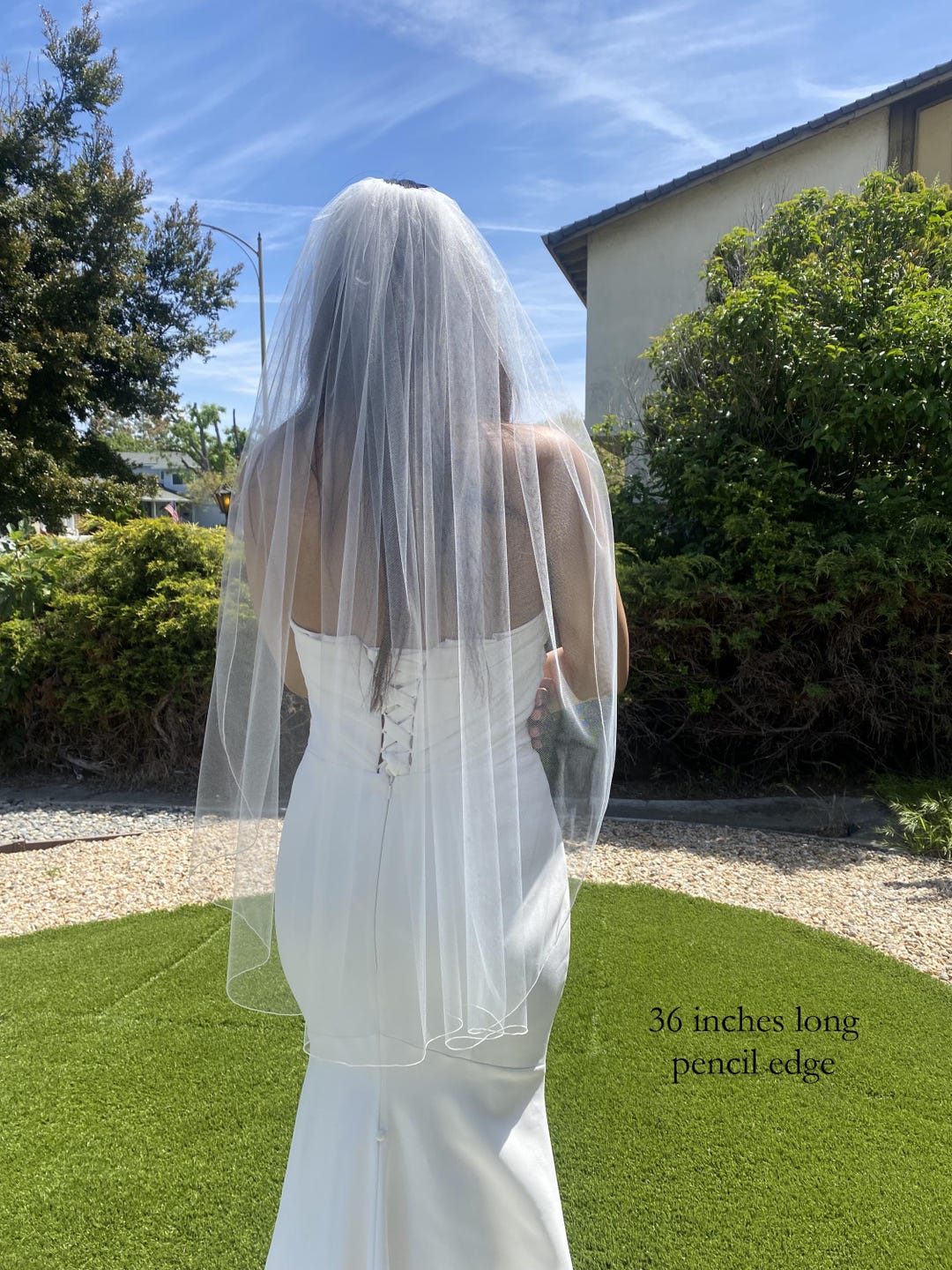 Bridal Veil Clean Cut Edge OR Pencil Edge Many Lengths Ivory Light ...