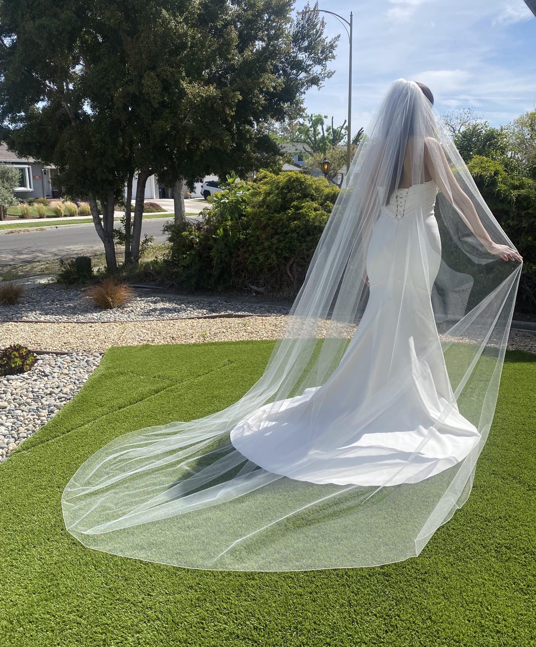 Bridal 108" Wide Wedding Veil Clean Cut OR Pencil Edge Cathedral Chapel ...