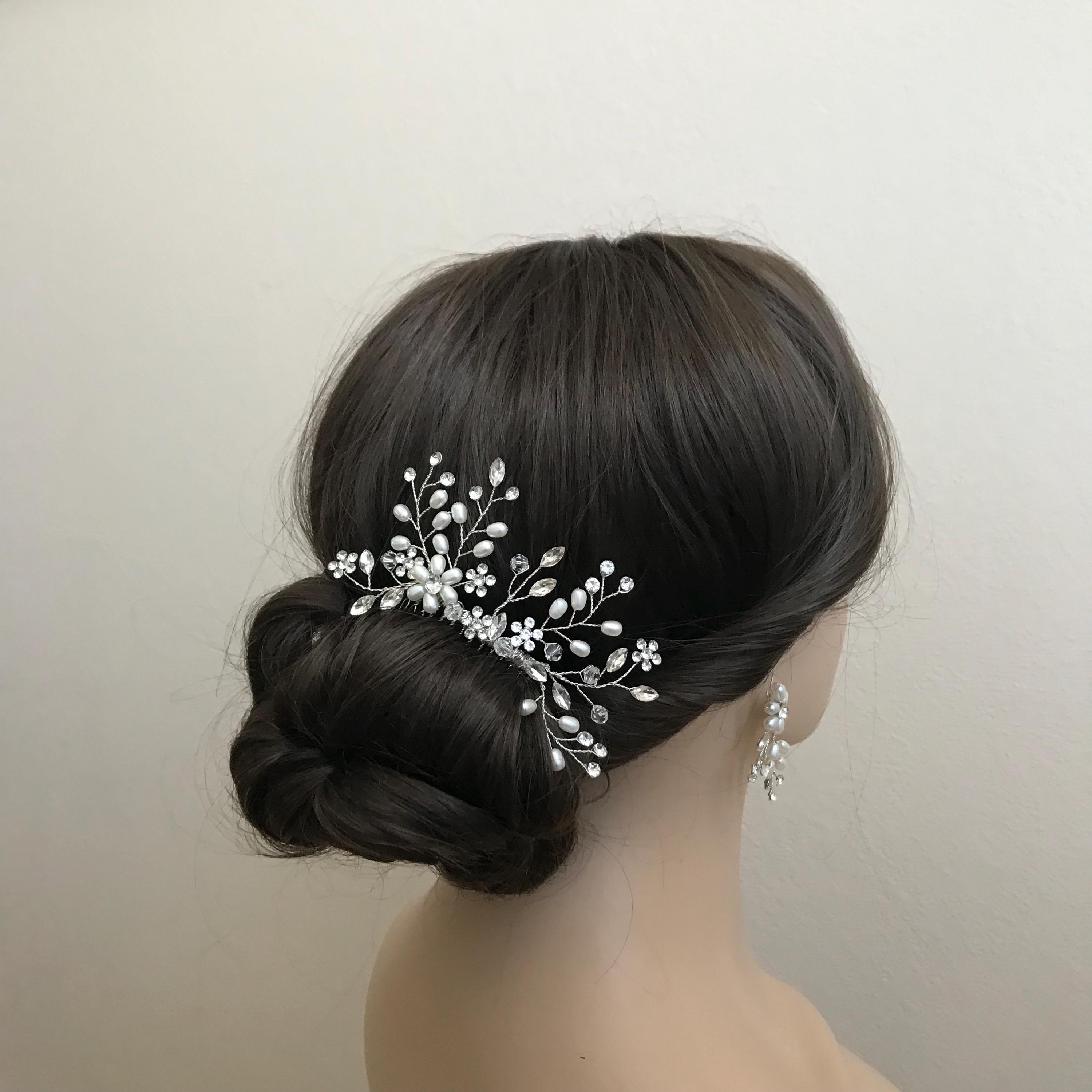 Bridal Hair Piece Wedding Headpiece Pearls Crystals Rhinestones ...