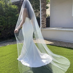 Bridal Veil Customizable Length 72" Wide Clean Cut OR Pencil Edge ...