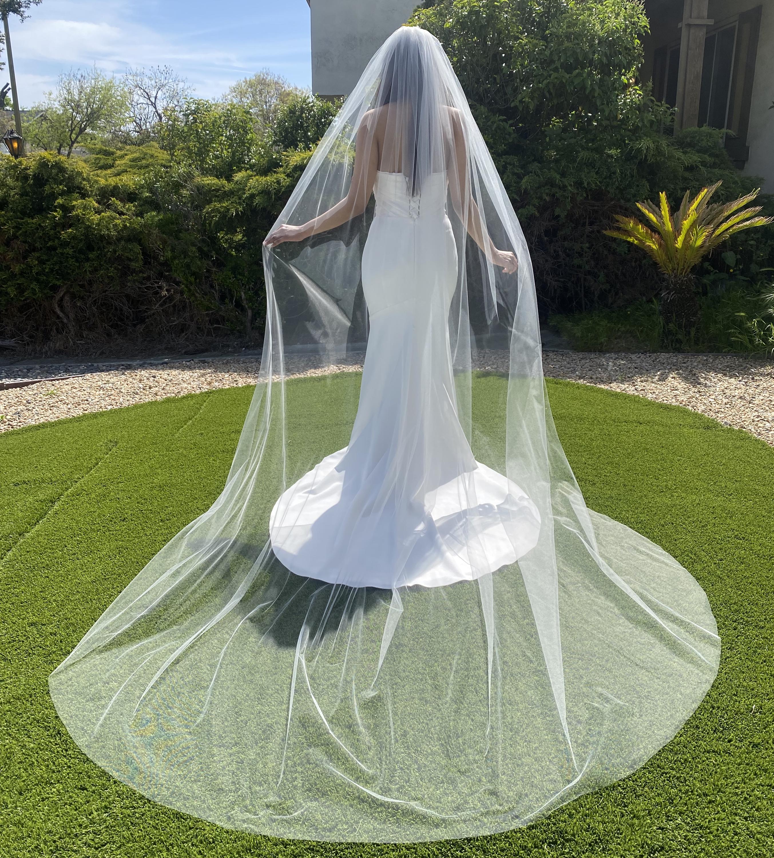 Bridal 108" Wide Wedding Veil Clean Cut OR Pencil Edge Cathedral Chapel ...