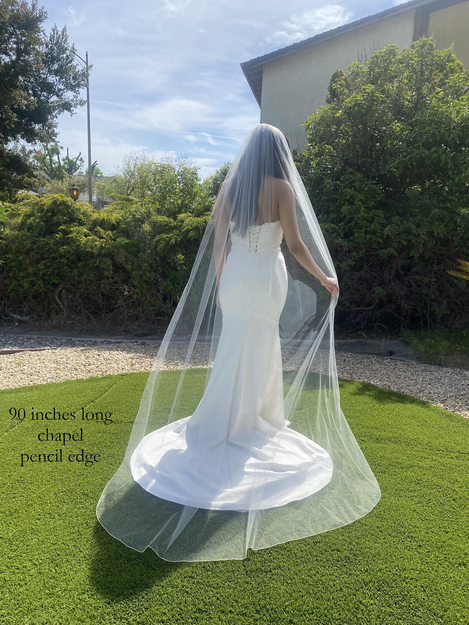 Bridal Veil Customizable Length 72" Wide Clean Cut OR Pencil Edge ...