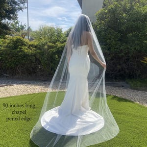 Bridal Veil Customizable Length 72" Wide Clean Cut OR Pencil Edge ...