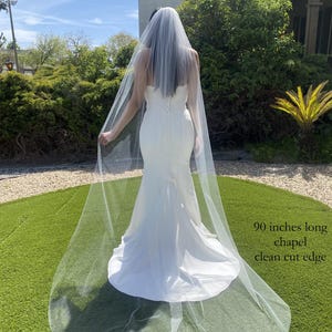 Bridal Veil Customizable Length 72" Wide Clean Cut OR Pencil Edge ...