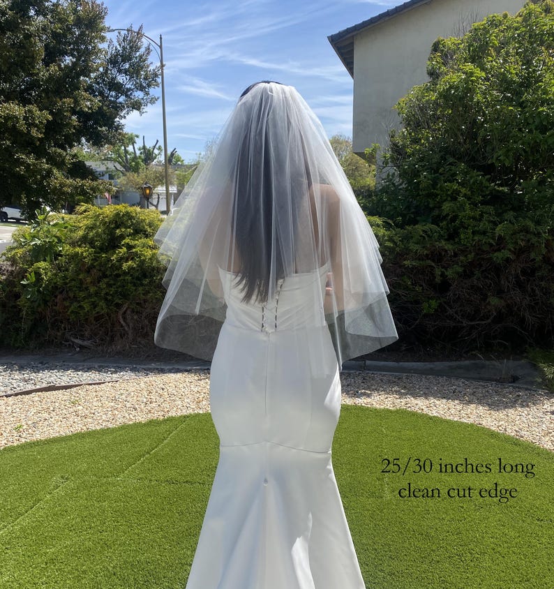 Two Layer Bridal Veil: Fingertip, Waist, Elbow, Chapel Lengths; Clean ...