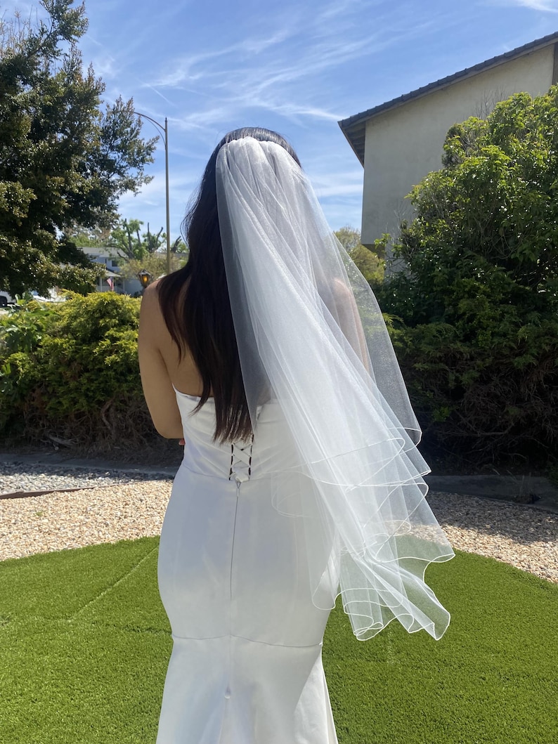 Two Layer Bridal Veil: Fingertip, Waist, Elbow, Chapel Lengths; Clean ...