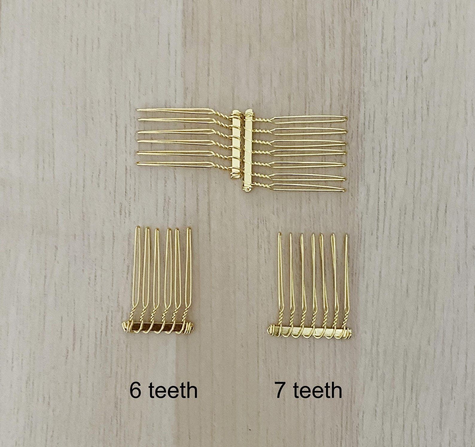 Gold Plated Hair Combs - Bridal Veil Accessories, DIY (pair, 6 Teeth ...