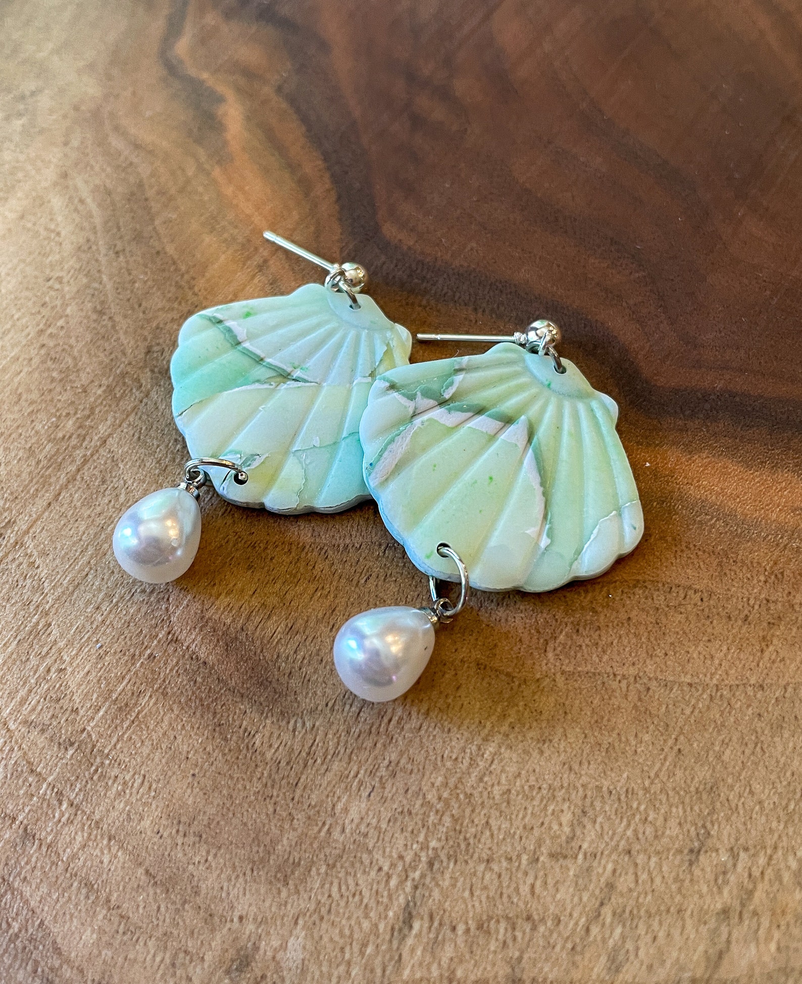 Seashell Polymer Clay Earrings - Etsy