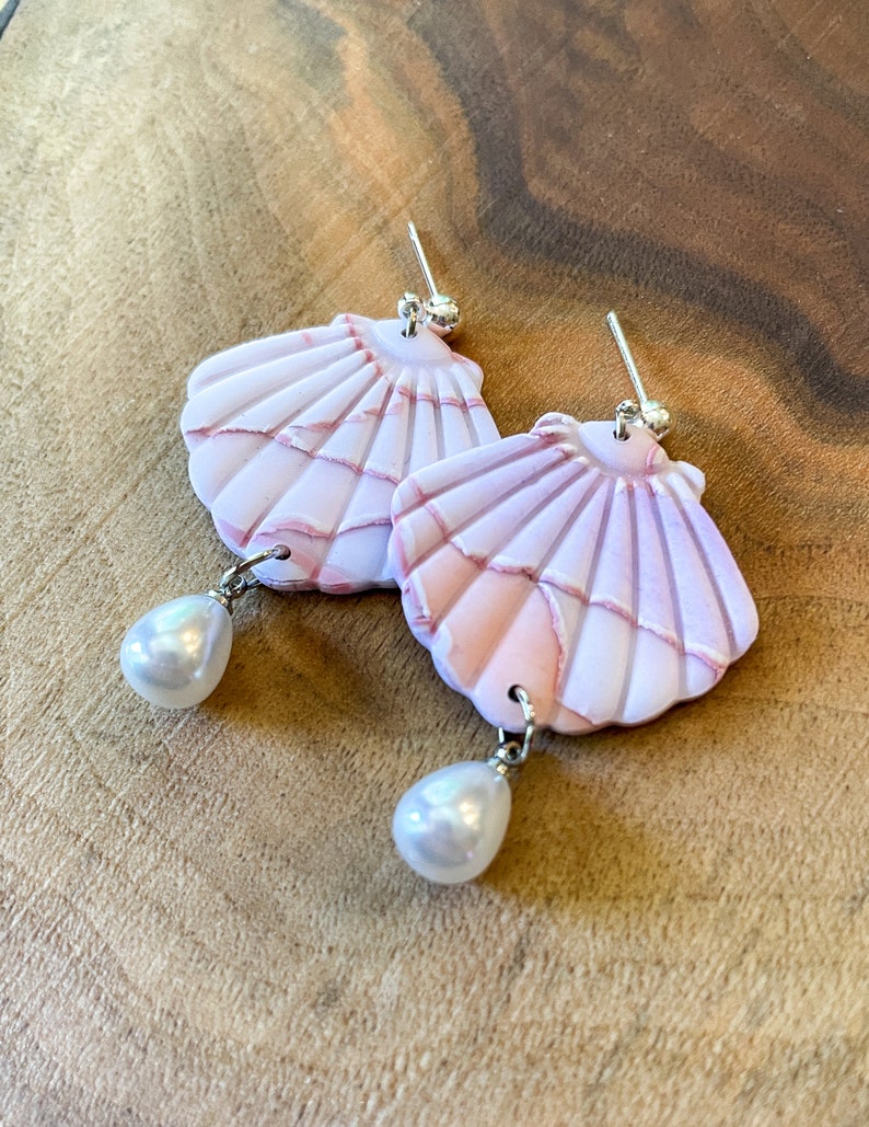 Seashell Polymer Clay Earrings - Etsy