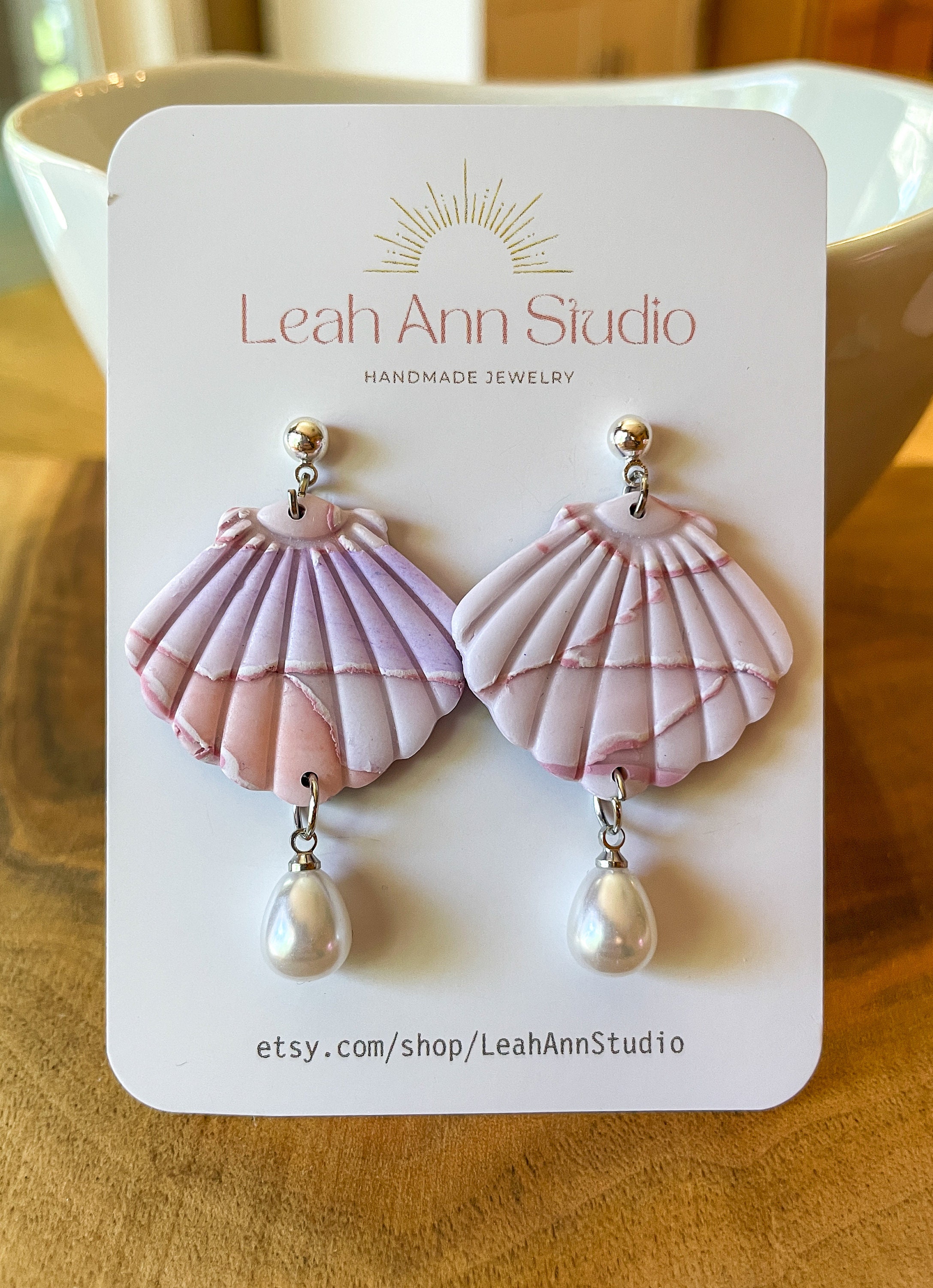 Seashell Polymer Clay Earrings - Etsy
