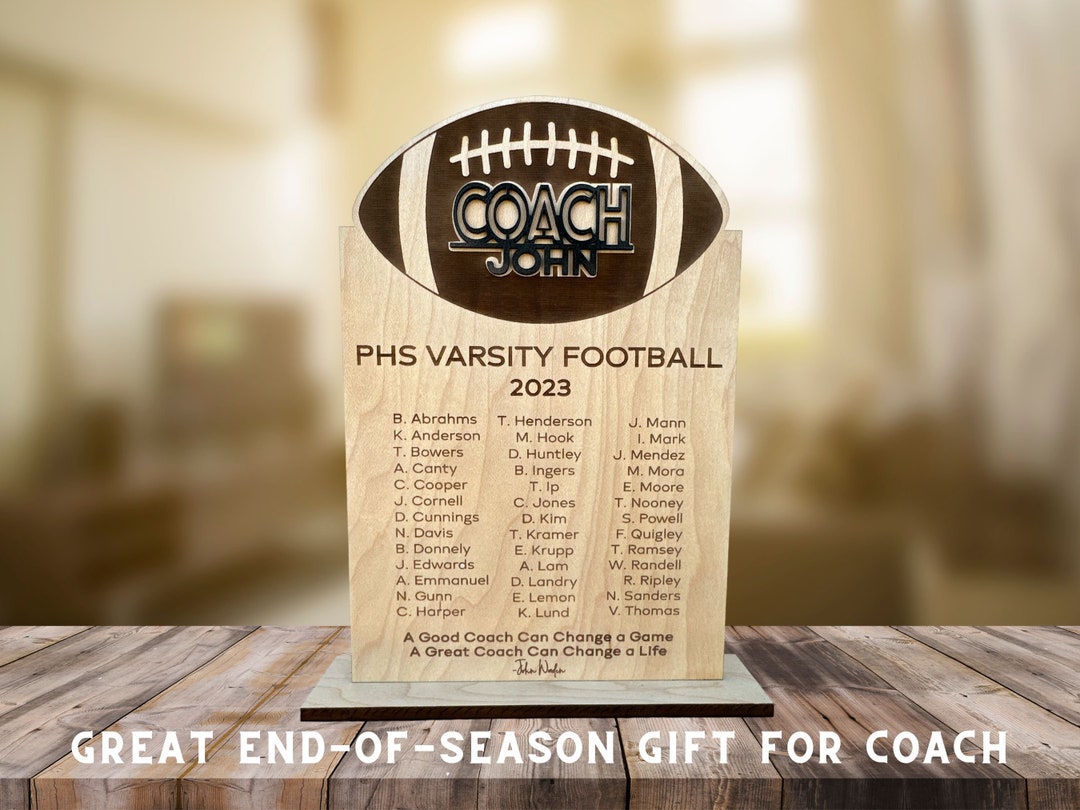 Football Coach Gift, Coach Award Plaque, End of Season Gift From Team ...