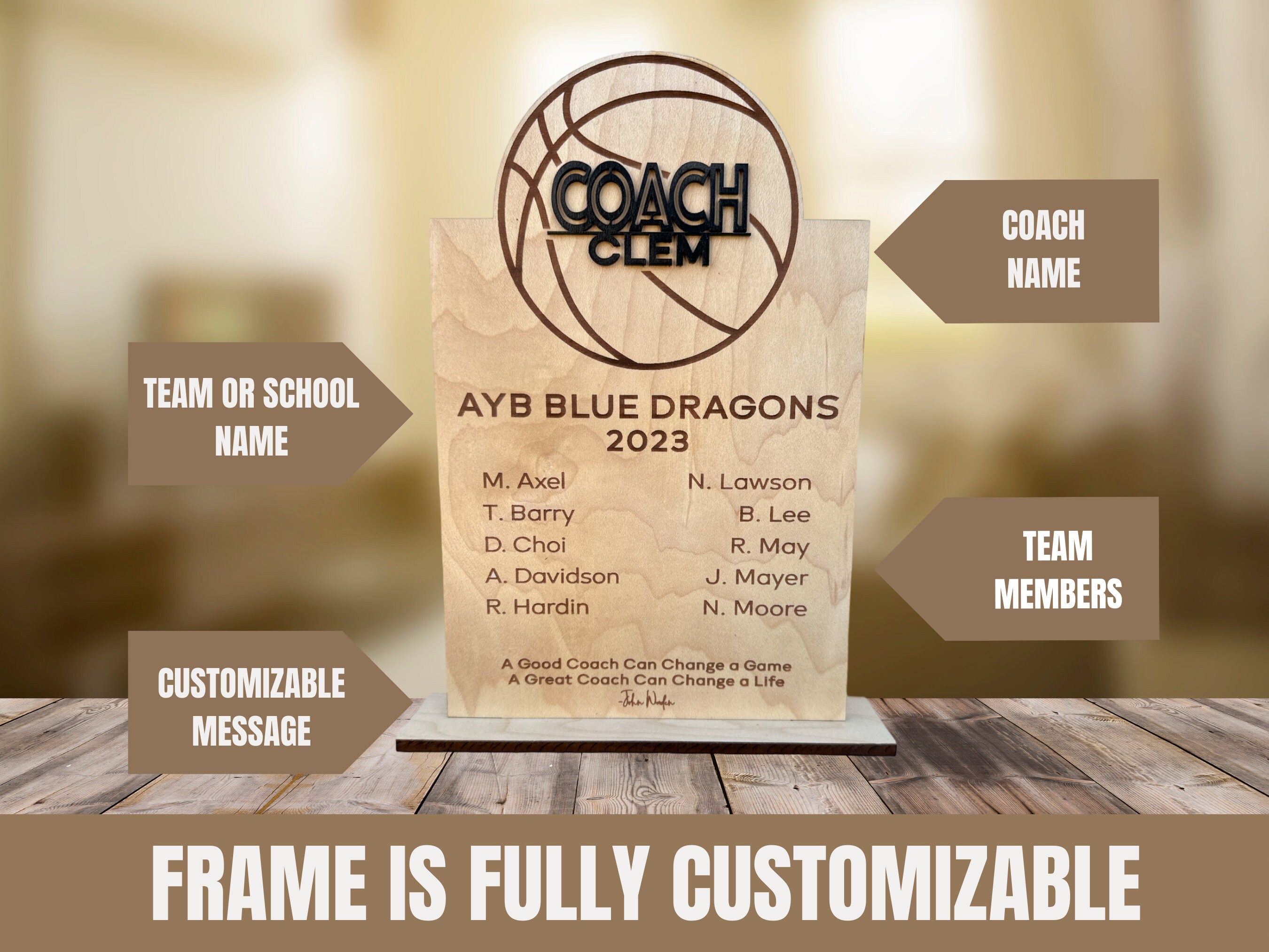 Basketball Coach Gift, Coach Award Plaque, End of Season Gift From Team ...