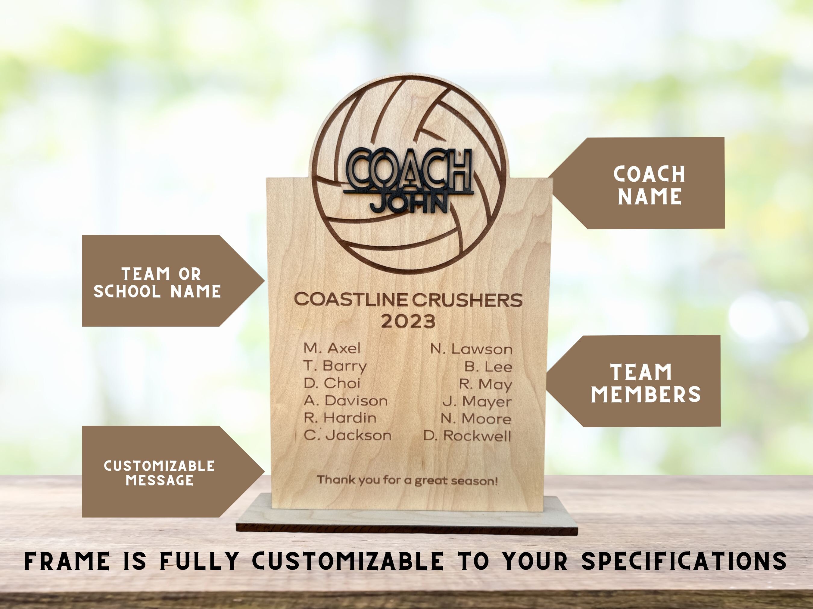 Volleyball Coach Gift Coach Award Plaque End of Season Gift - Etsy