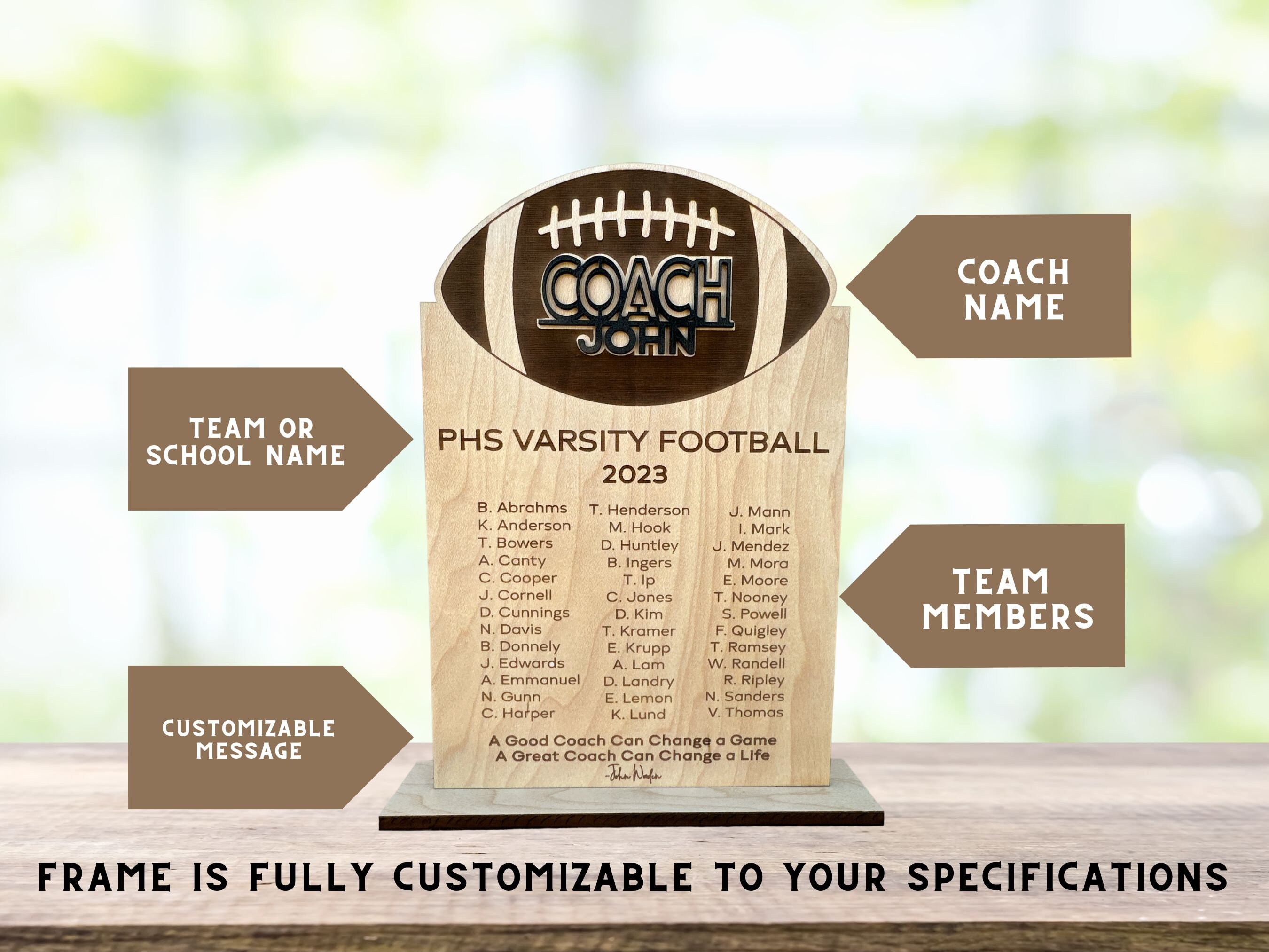 Football Coach Gift, Coach Award Plaque, End of Season Gift From Team ...