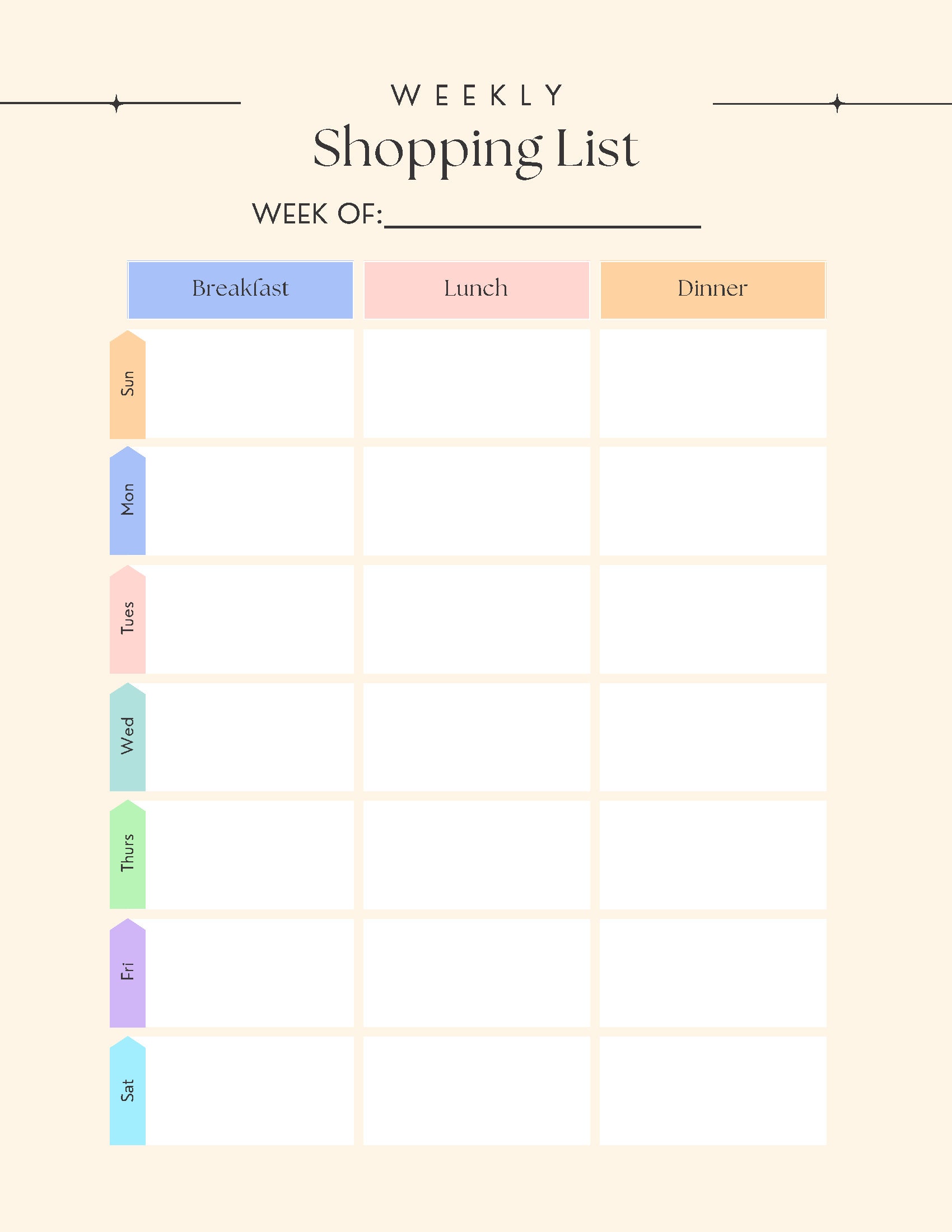 Pastel Minimalist Weekly Meal Planner and Shopping List - Etsy