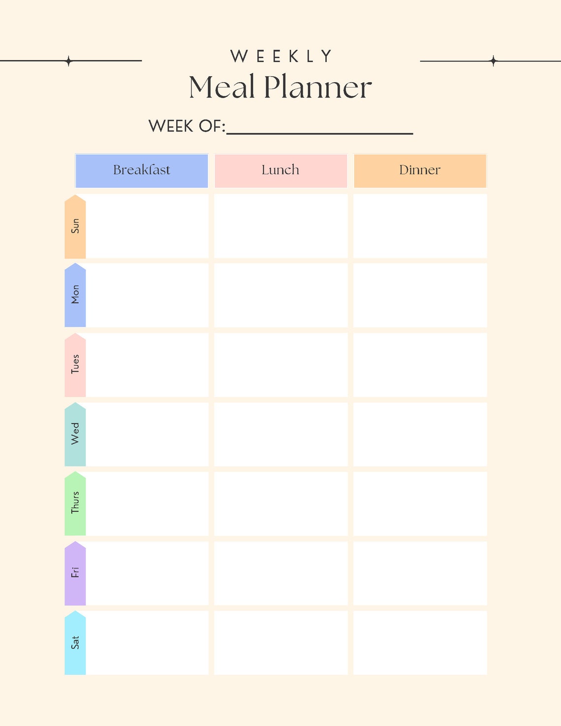 Pastel Minimalist Weekly Meal Planner and Shopping List - Etsy