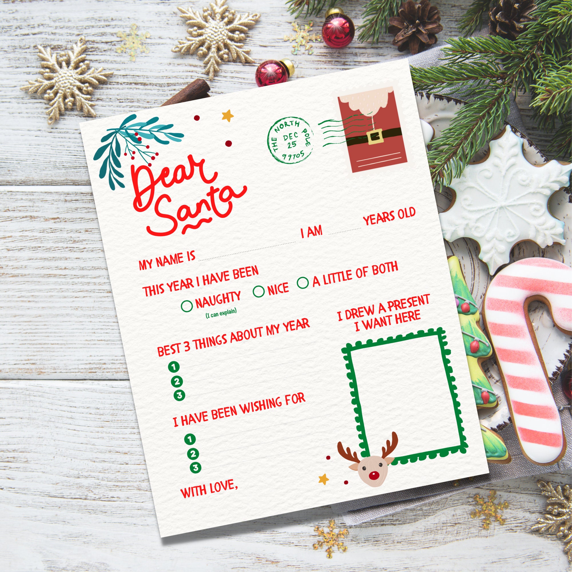 Letter to Santa, Santa Letter, Christmas Letter, Wish List, Holiday ...