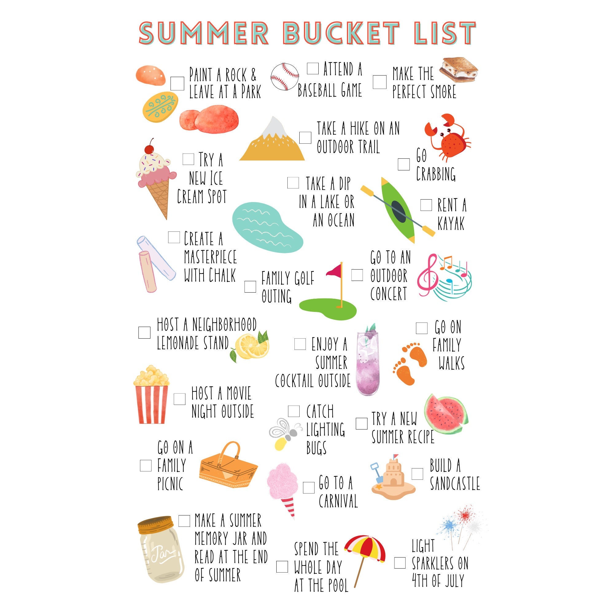 Summer Bucket List - Etsy