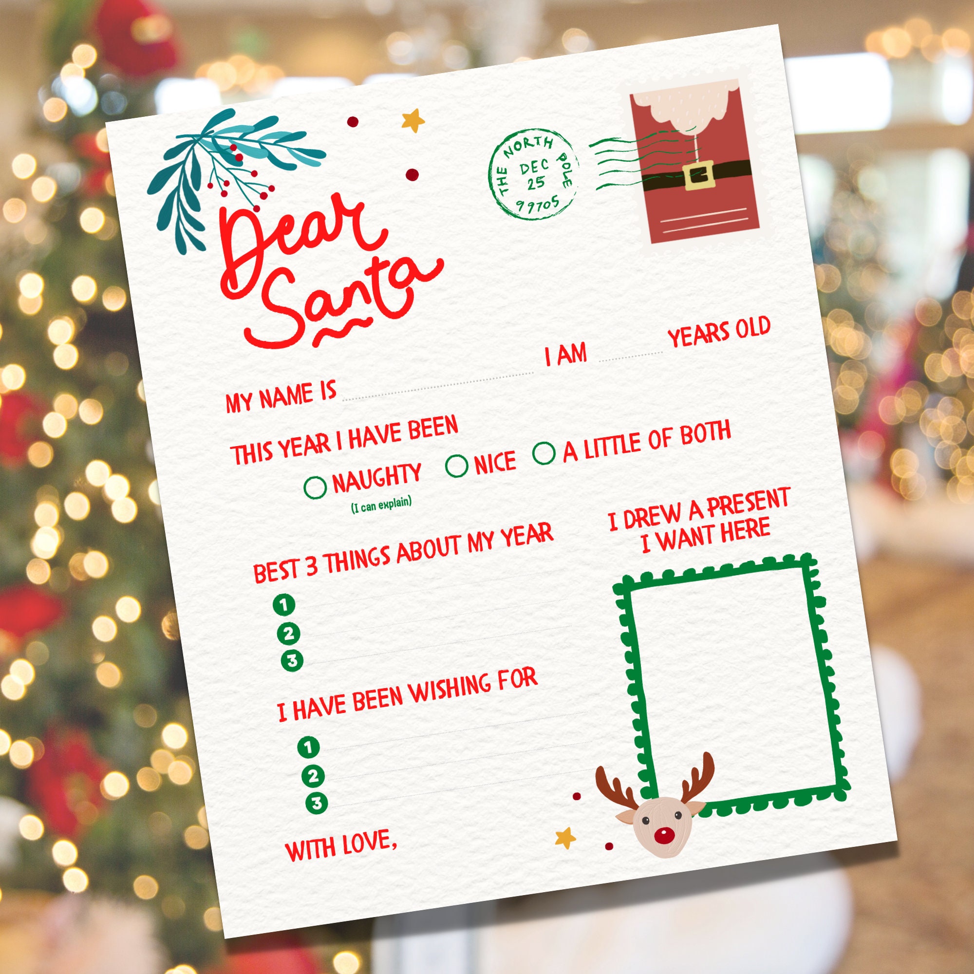 Letter to Santa, Santa Letter, Christmas Letter, Wish List, Holiday ...