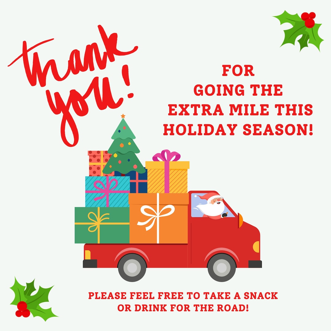 PRINTABLE, Delivery Driver Thank You, Delivery Snack Sign, Holiday ...