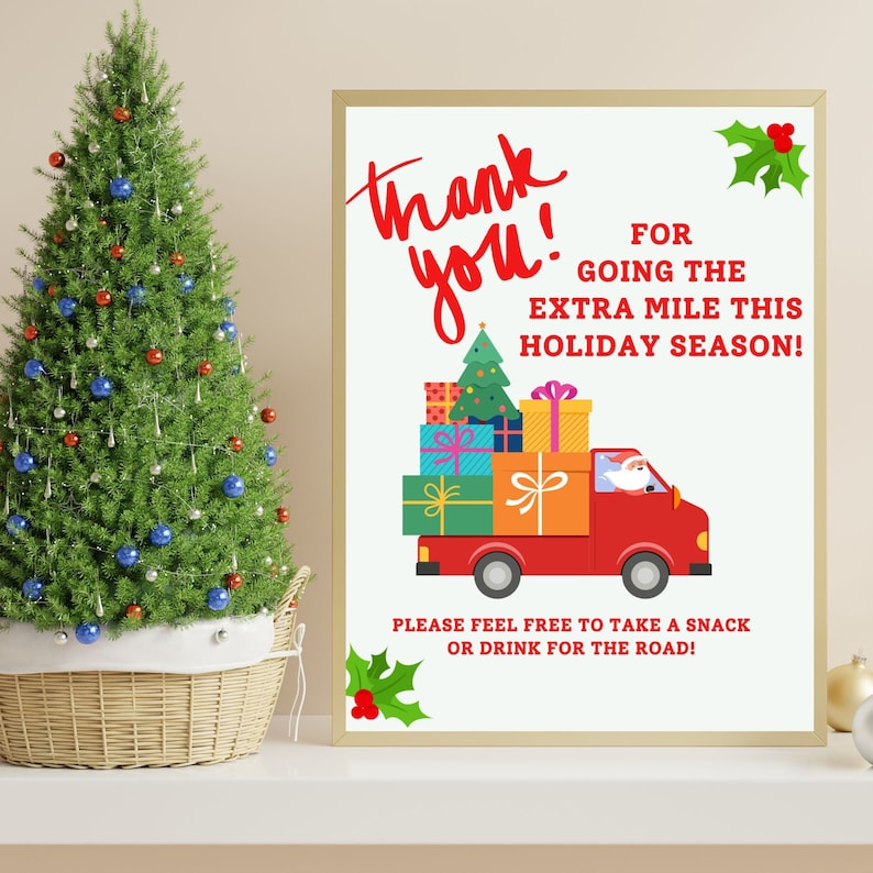 PRINTABLE, Delivery Driver Thank You, Delivery Snack Sign, Holiday ...