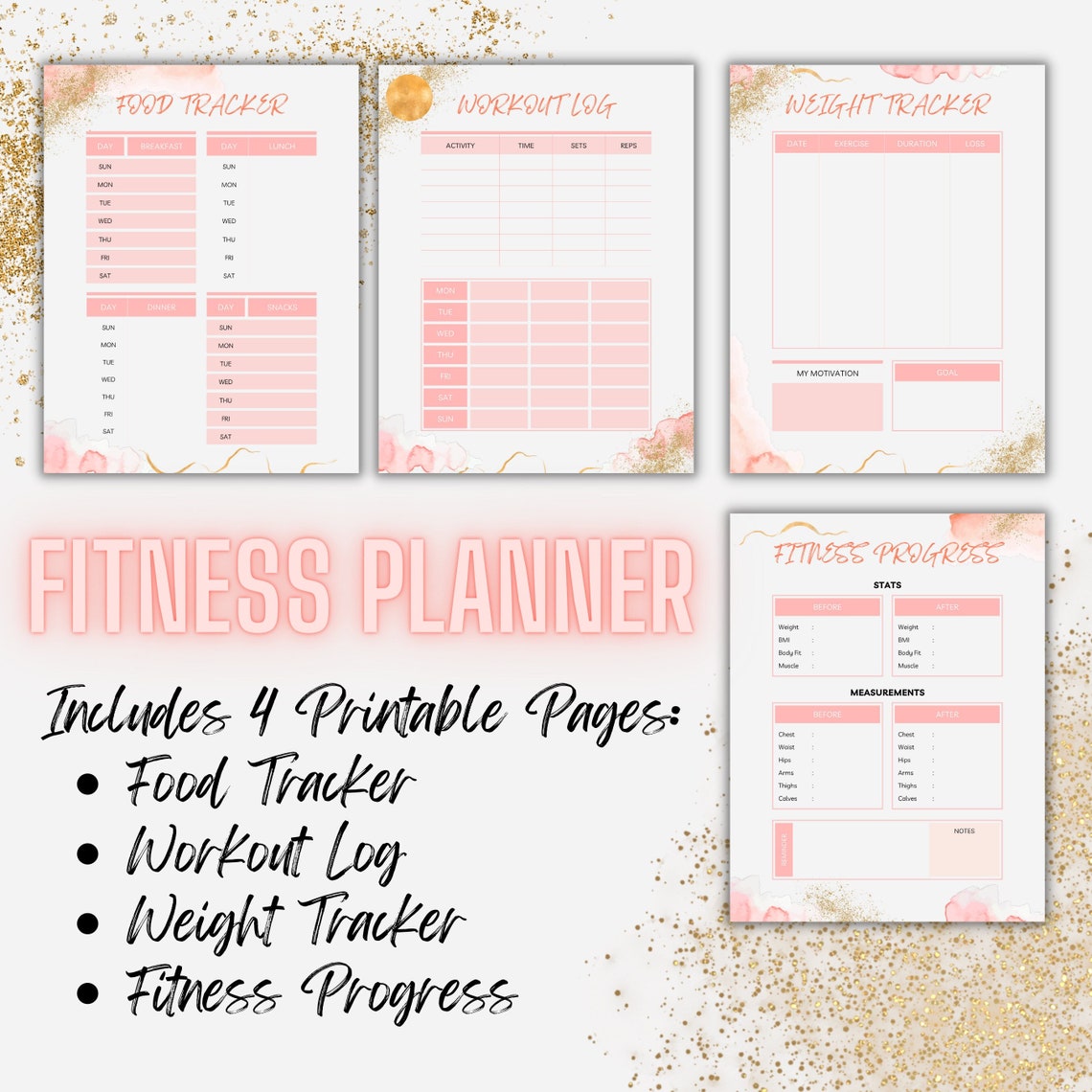 Fitness Planner, Self-care Planner, Instant Download Planner, Printable ...