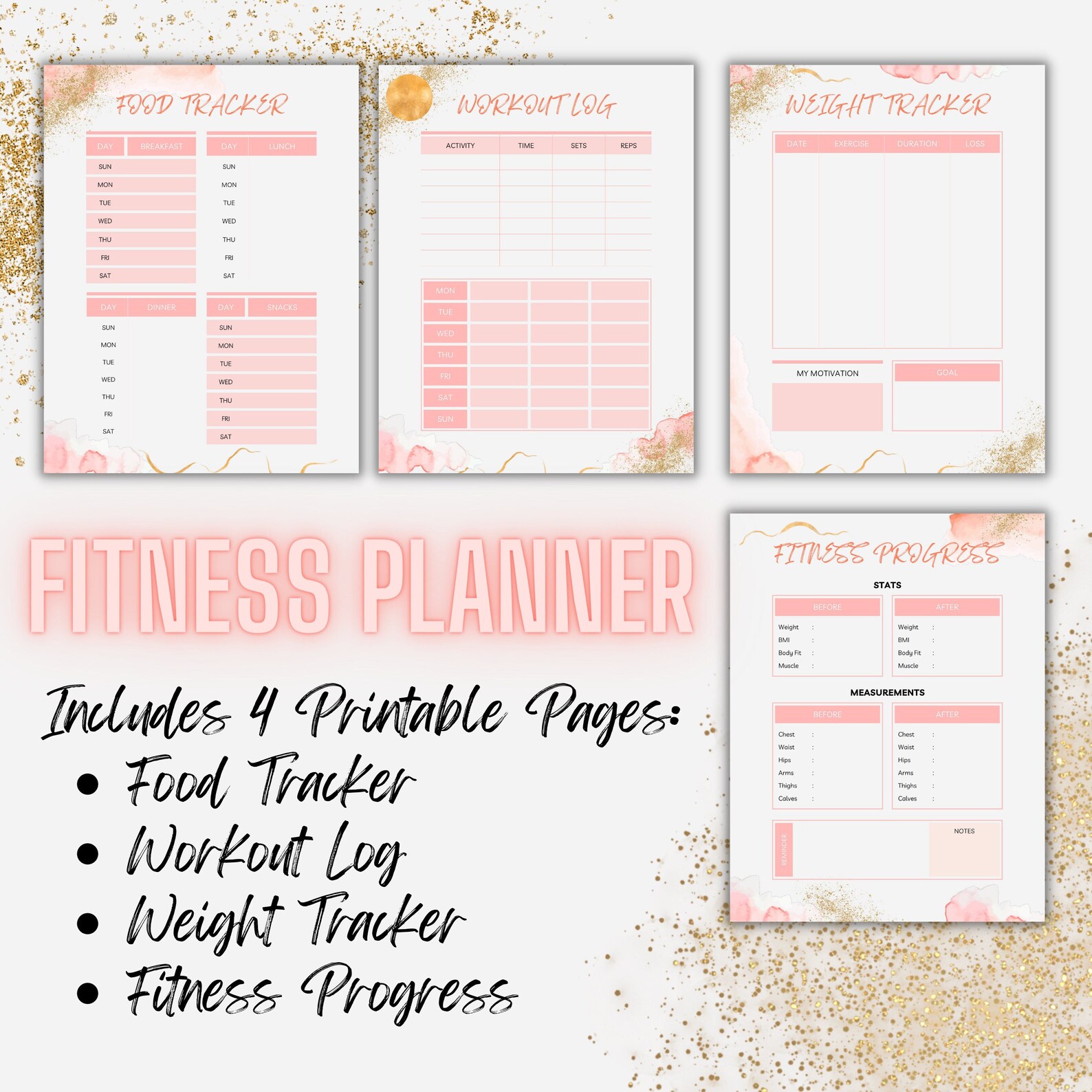 Fitness Planner, Self-care Planner, Instant Download Planner, Printable ...