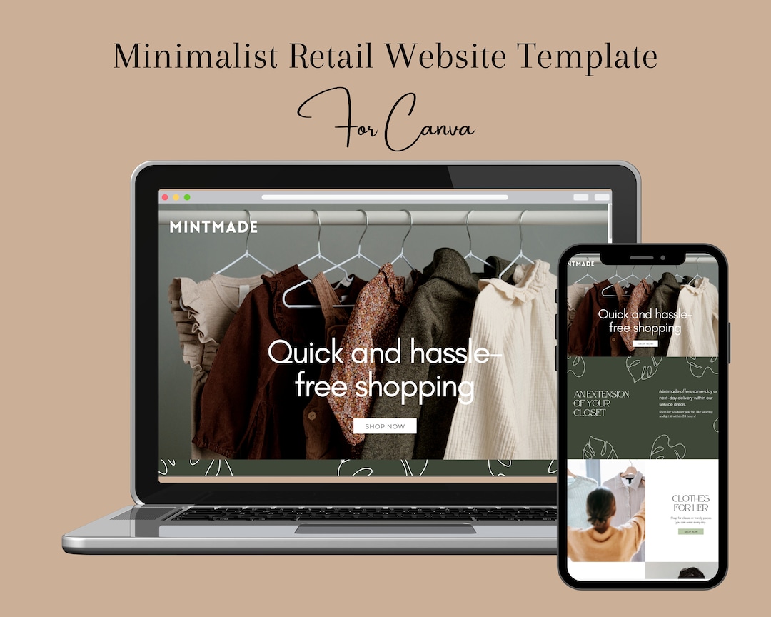 Minimalist Retail Website Template, Retail Template, Instant Download ...