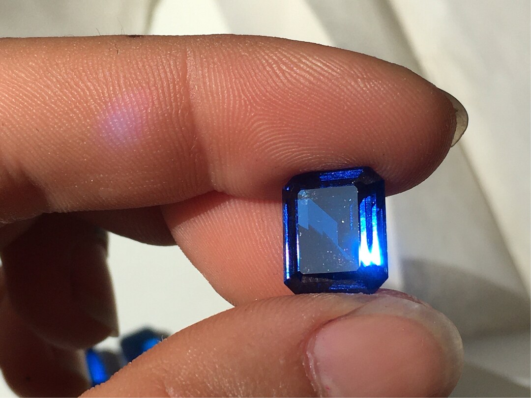 Lots 5 Pieces Synthetic Spinel Imitation Blue Sapphire, Faceted Square ...