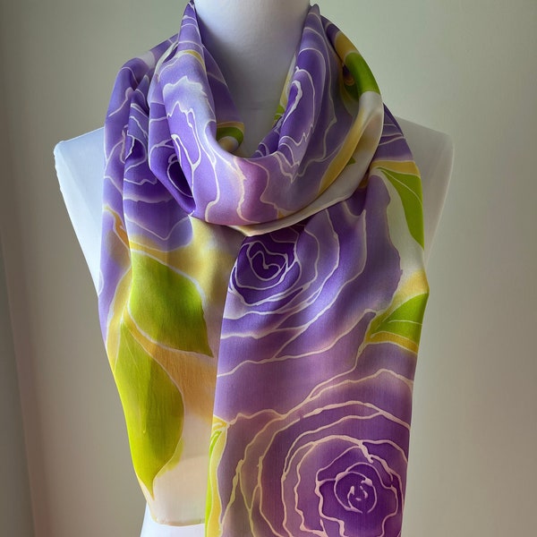 Hand Painted Silk Scarf - Etsy