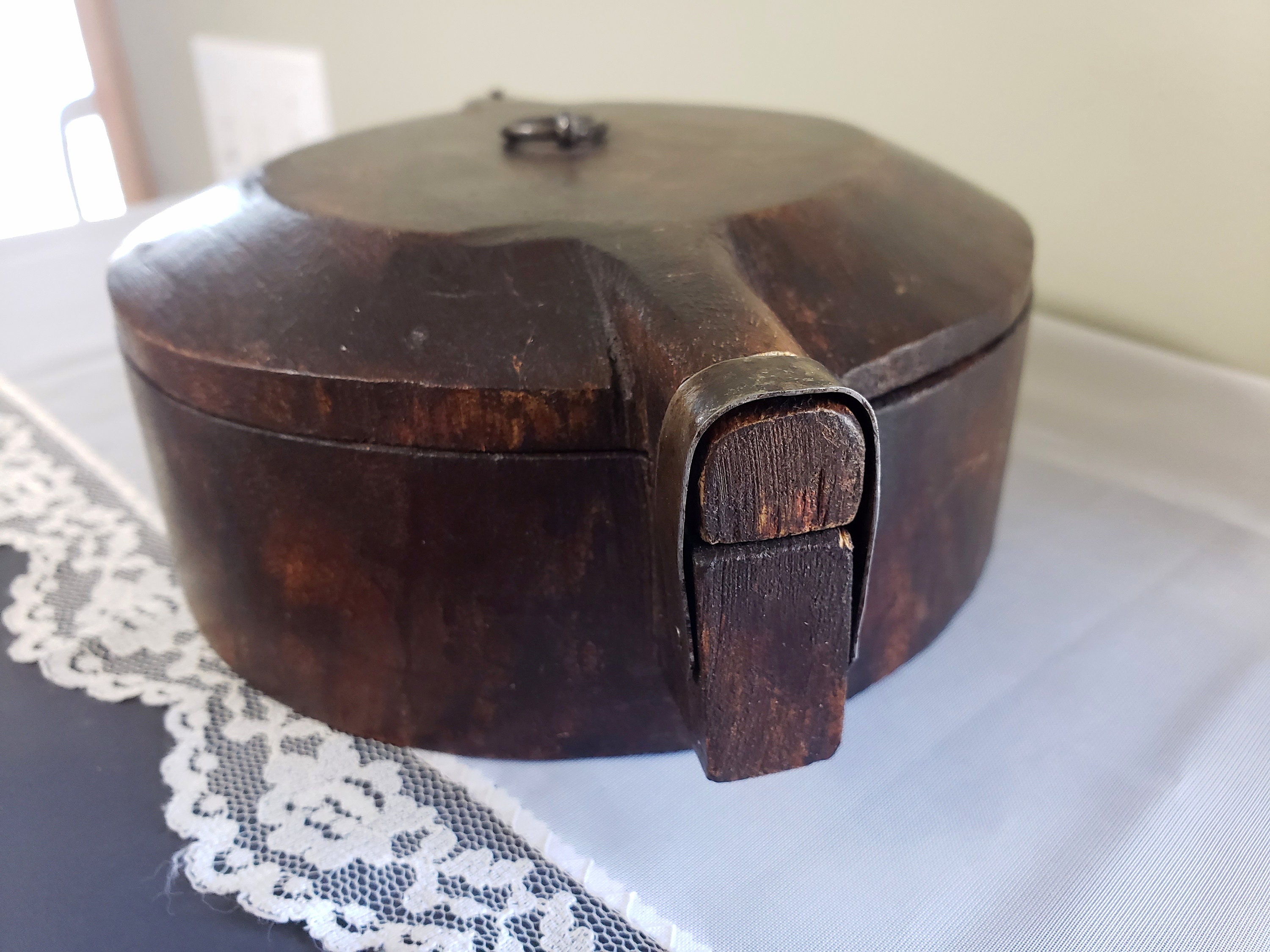 Vintage Primitive Style Hand Carved Wooden Masala Dabba, Indian Spice ...