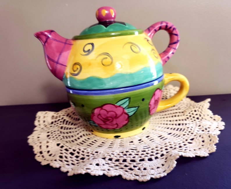 Whimsical Stacking Teapot and Cup Set Tea for One - Etsy
