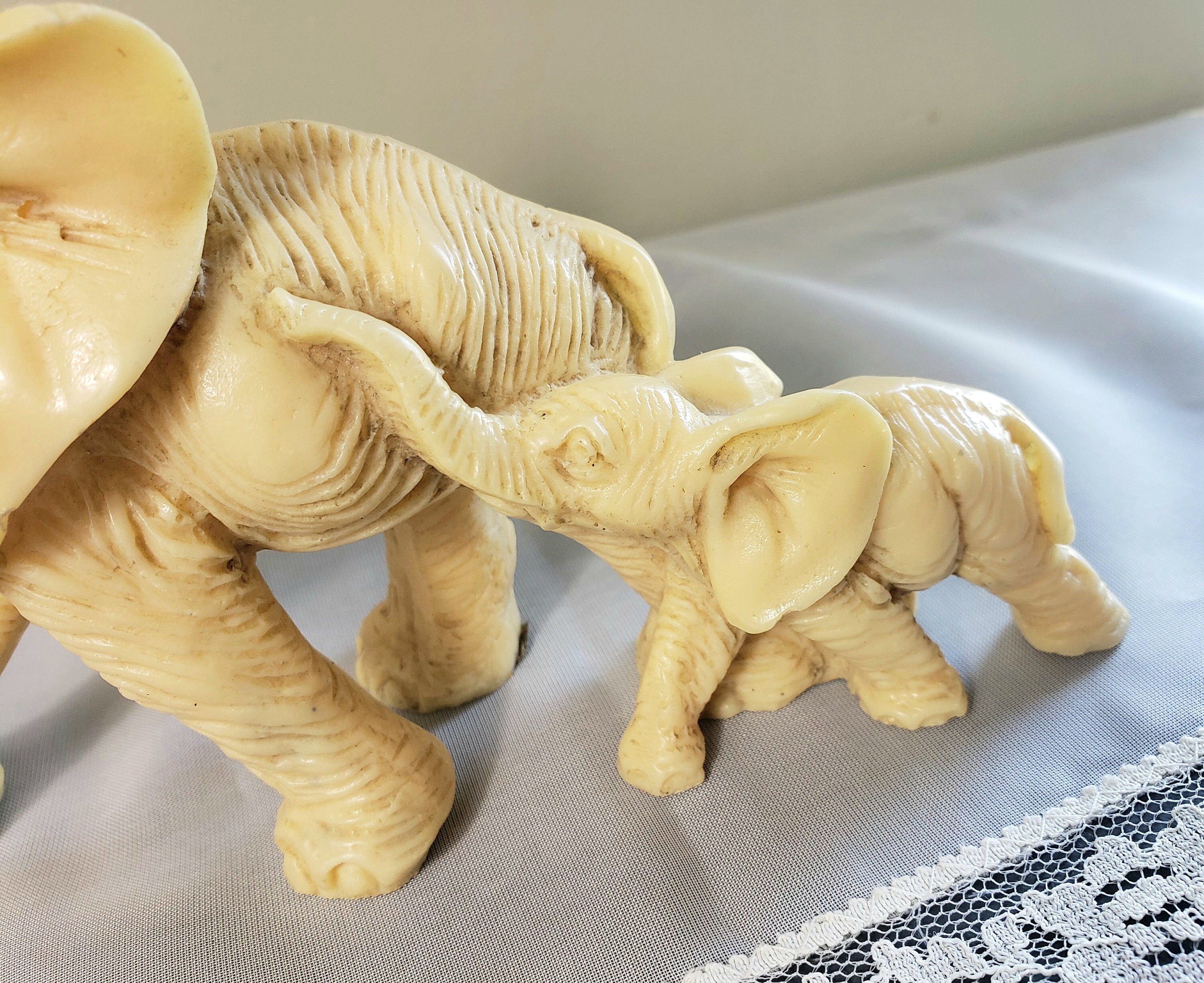 1970s Vintage A. Santini Resin Mother and Baby Elephant - Etsy