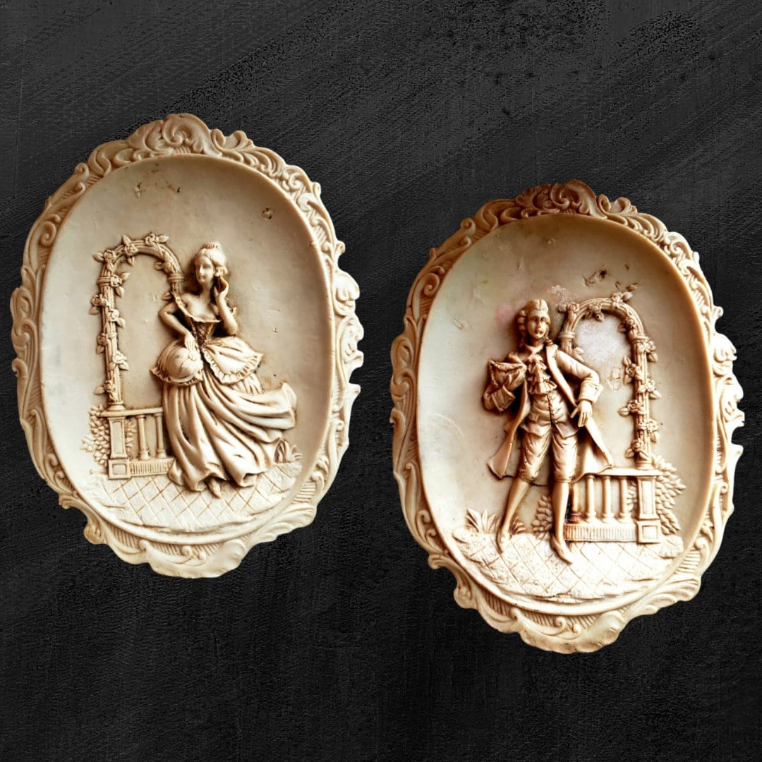 Vintage Colonial Victorian Woman and Gentleman Plaques, Set of 2 - Etsy