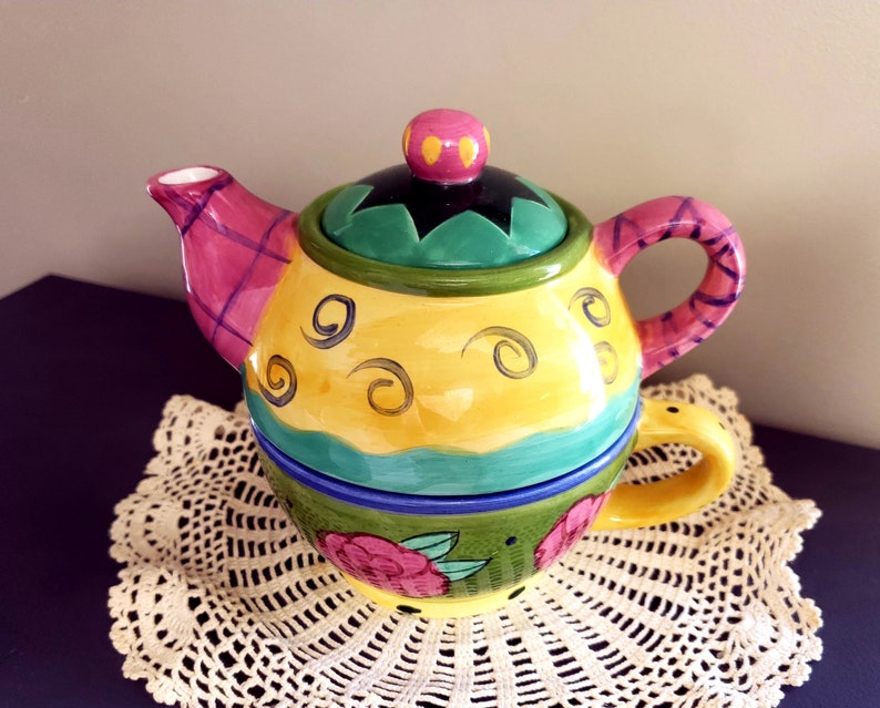 Whimsical Stacking Teapot and Cup Set Tea for One - Etsy