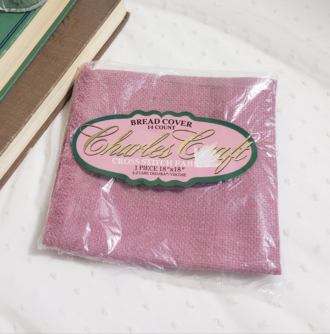 Vintage Charles Craft 14 Count Dusty Pink Breadcover Cross Stitch ...