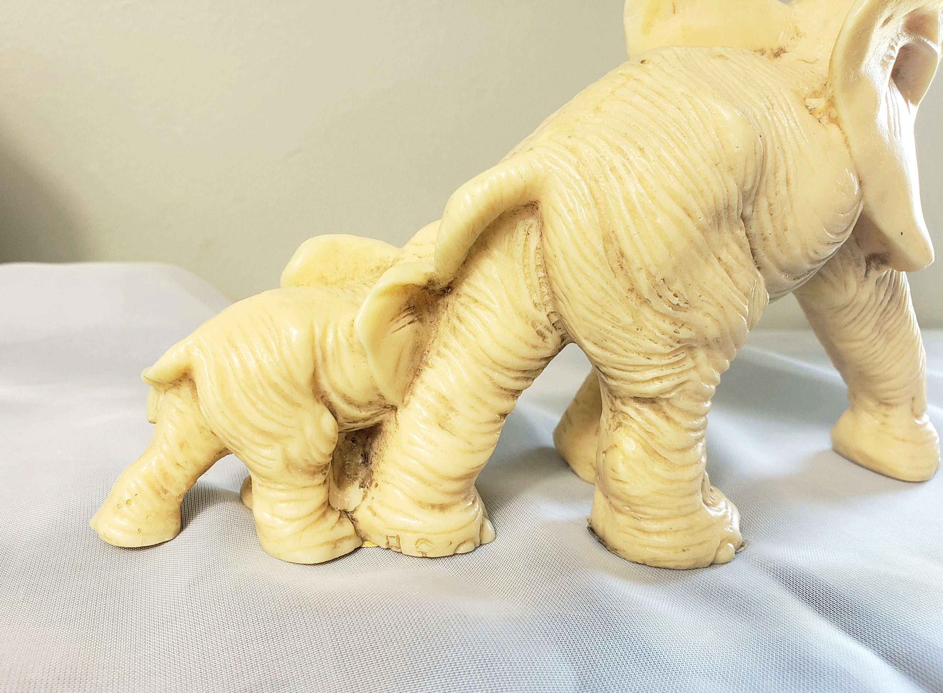 1970s Vintage A. Santini Resin Mother and Baby Elephant - Etsy